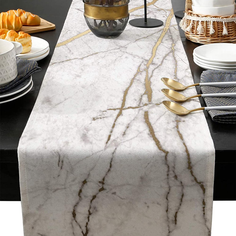 Marble Table Runner Cotton linen Texture Tablerunner for Kitchen Table ...