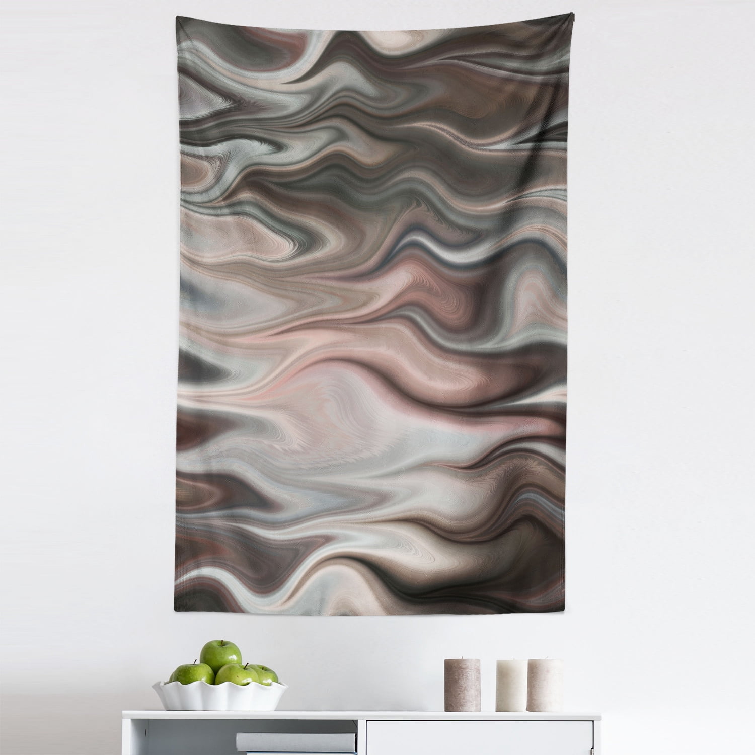 Marble Tapestry, Hazy Rippling Style Fluid Pattern Waves Pastel Colors ...