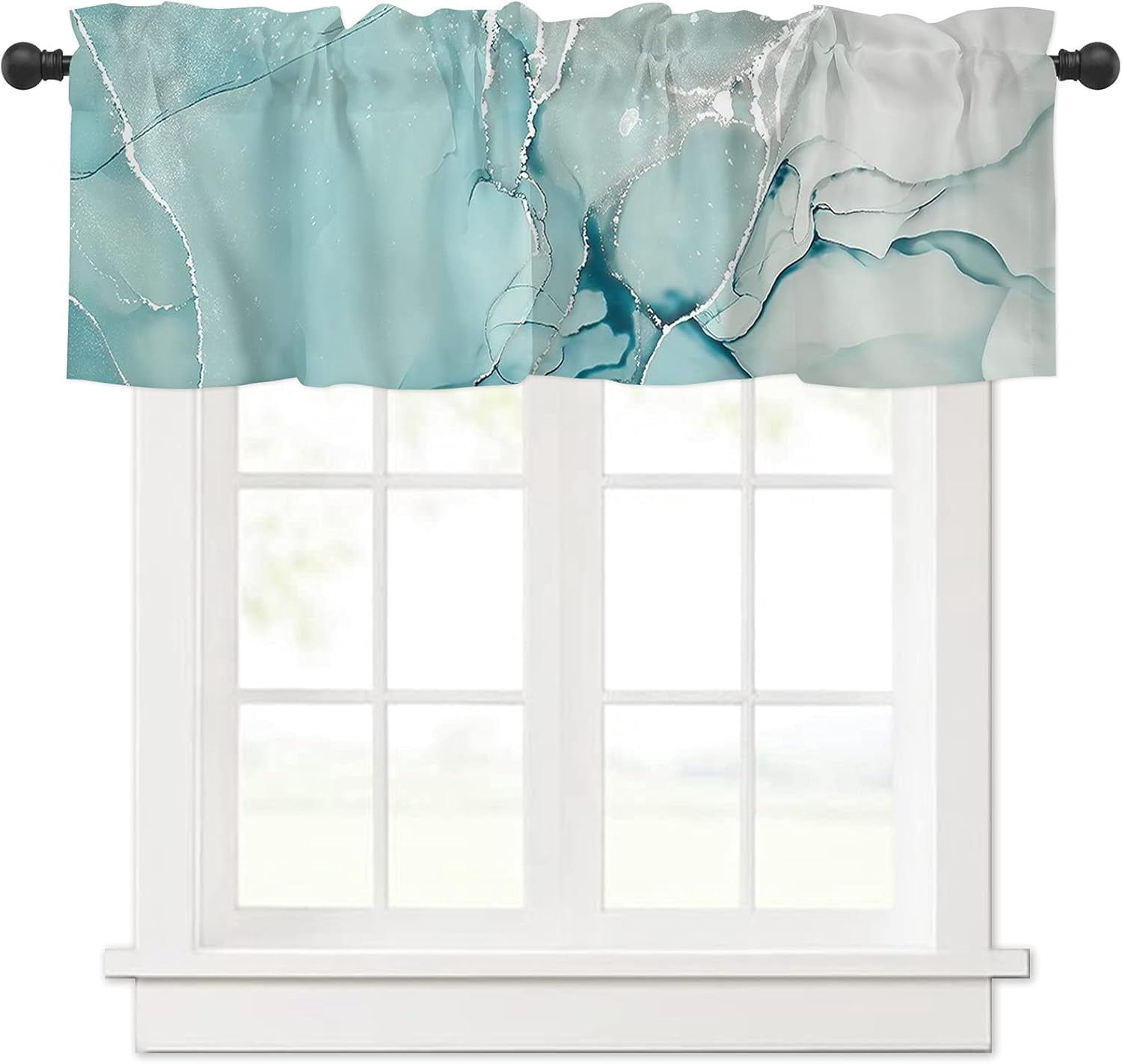 Marble Teal Valances for Windows Turquoise Blue Abstract Marbling Theme ...