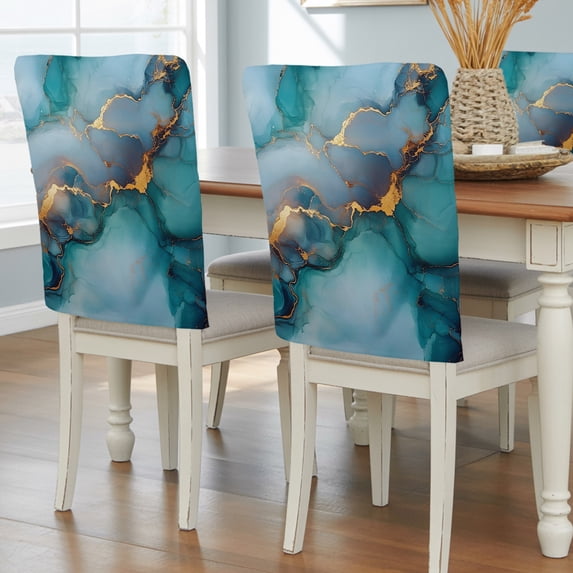 Marble Teal Yellow Chair Back Covers, Modern Abstract Art Ink Painting ...