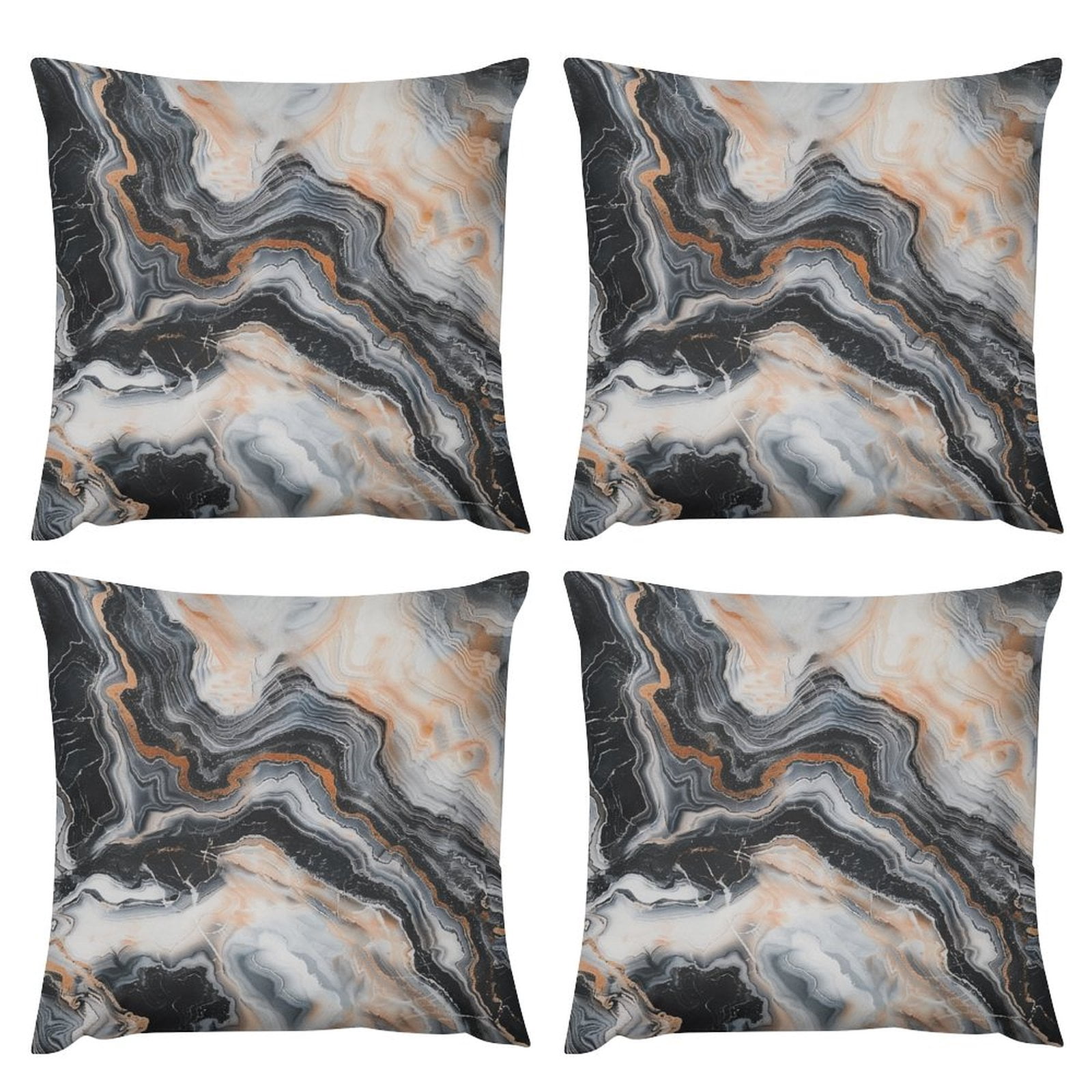 Marble Texture 4 Pcs Cushion Covers Sofa Cushion Covers Short Plush ...