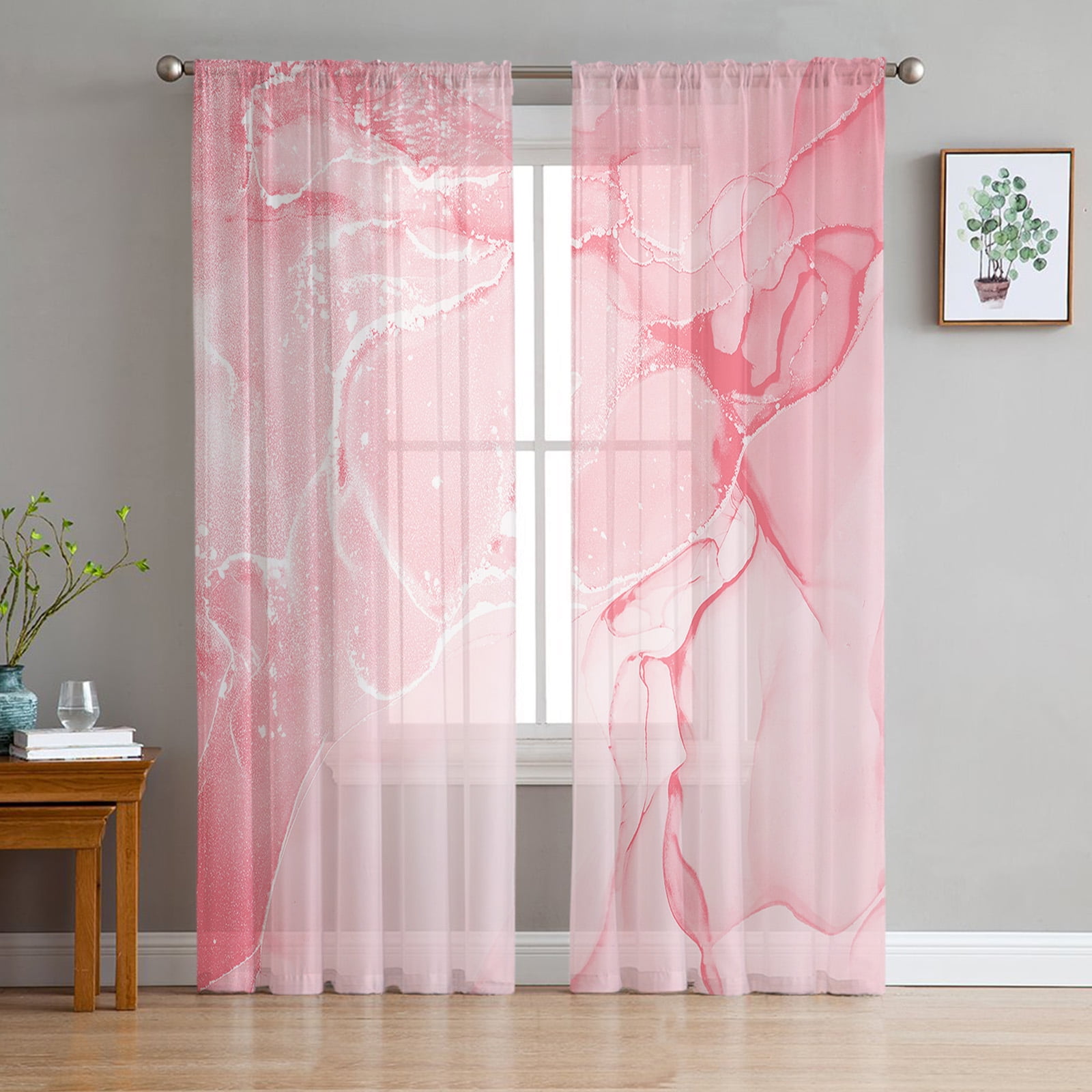 Marble Texture Agate Summer Curtains For Living Room Transparent Tulle ...