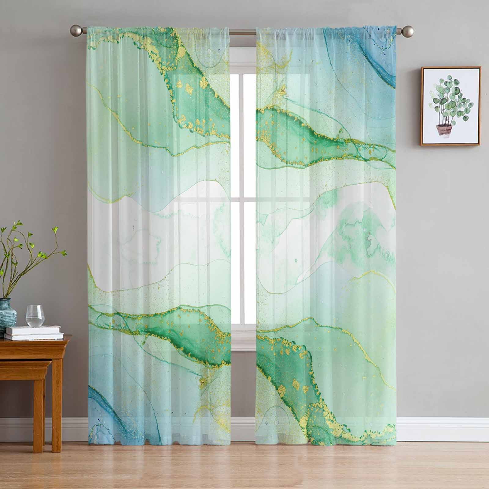 Marble Texture Agate Summer Curtains For Living Room Transparent Tulle ...