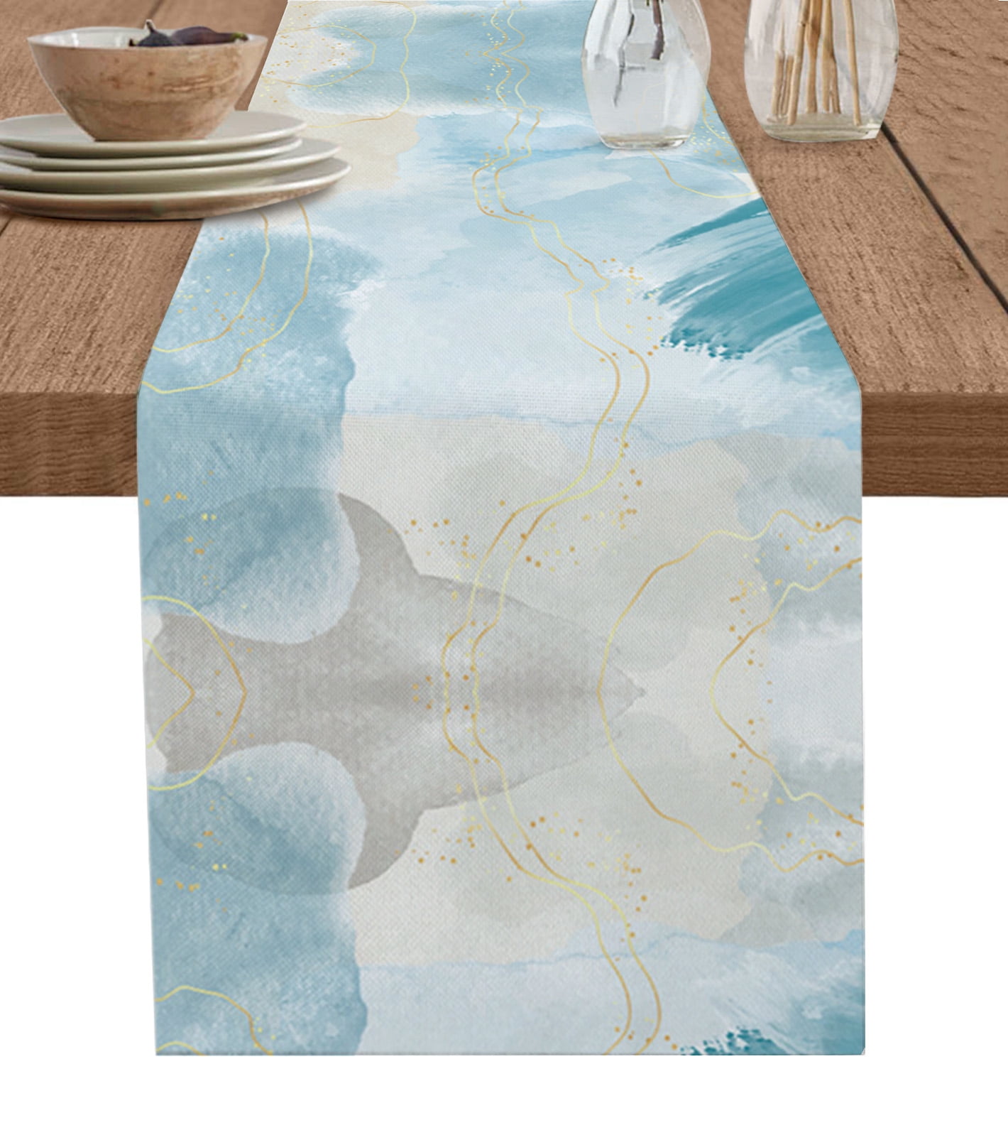 Marble Texture Agate Summer Table Runner ration Home r Dinner Table ...