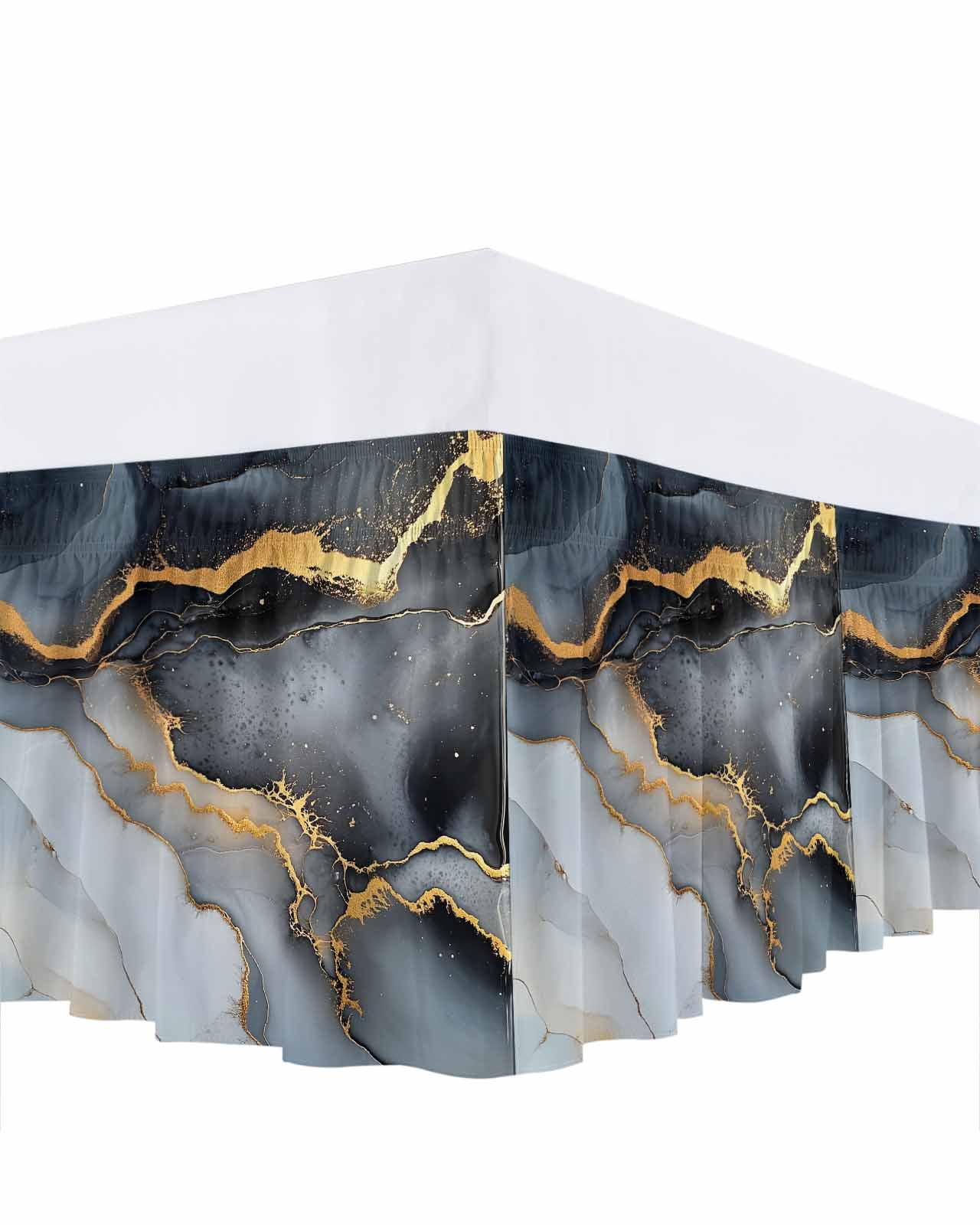 Marble Texture Bed Skirt Grey Gold Gradient Abstract Art Bed Skirts ...