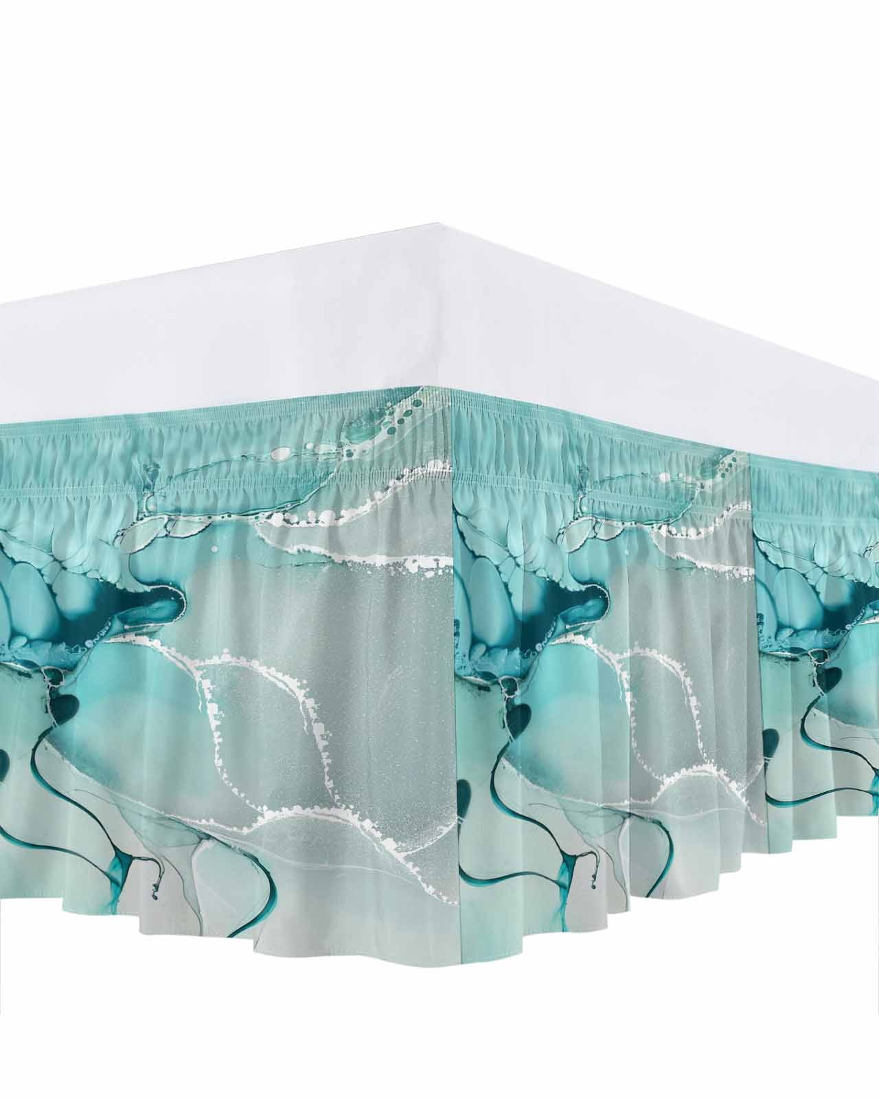 Marble Texture Bed Skirt King Size 18 Inch Drop, Turquoise Marble Tier ...