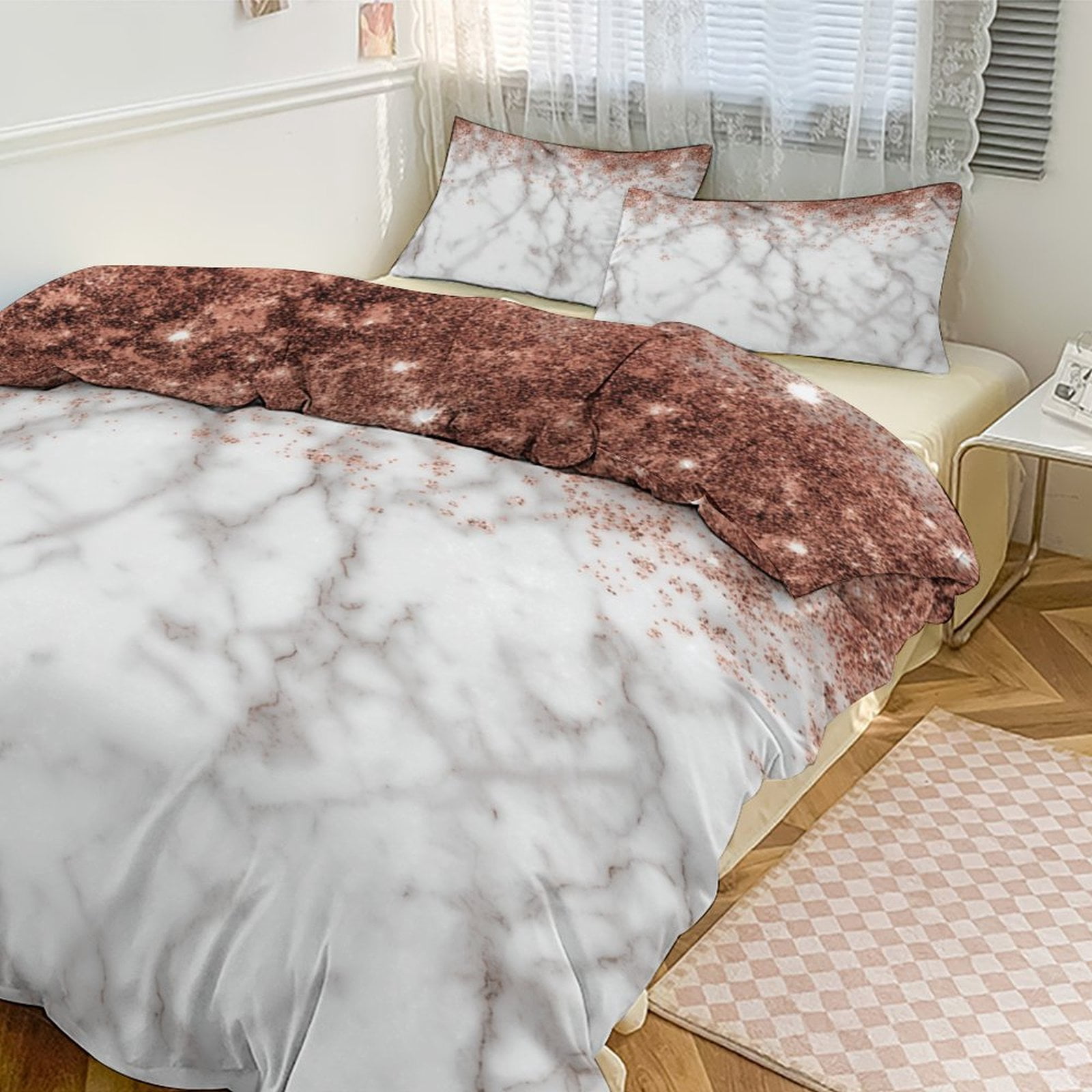 Marble Texture Bedding Sets Twin Duvet Cover 3 Piece Cute Bed Set for ...
