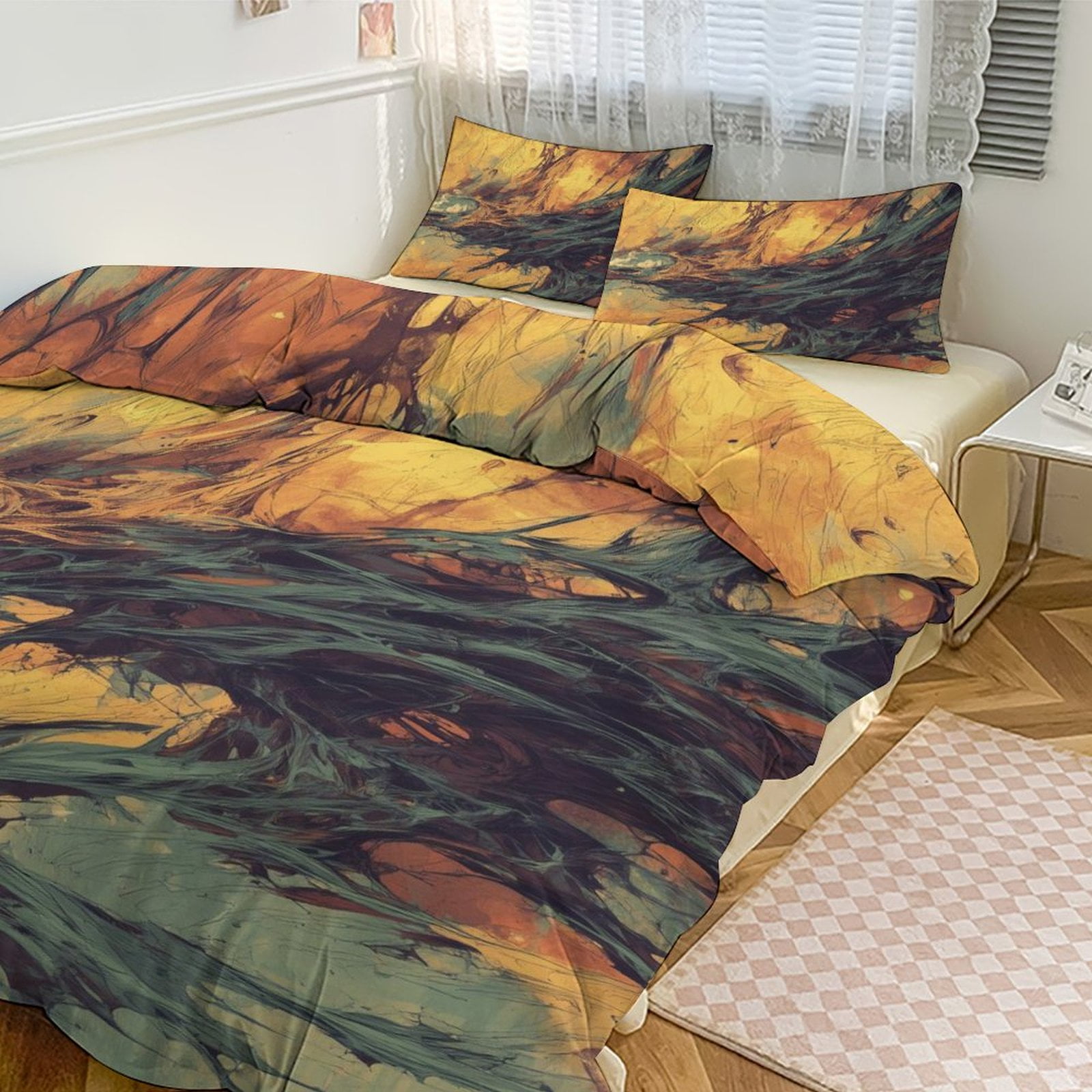 Marble Texture Bedding Sets Twin Duvet Cover 3 Piece Cute Bed Set for ...