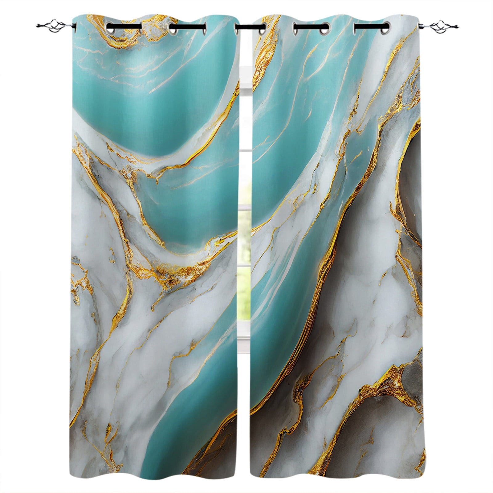 Marble Texture Blue Bedroom Modern Living Room Kitchen Drapes Home Kids ...