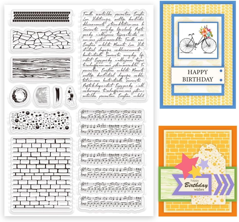 Marble Texture Clear Stamps for Card Making 11 Style English Word ...