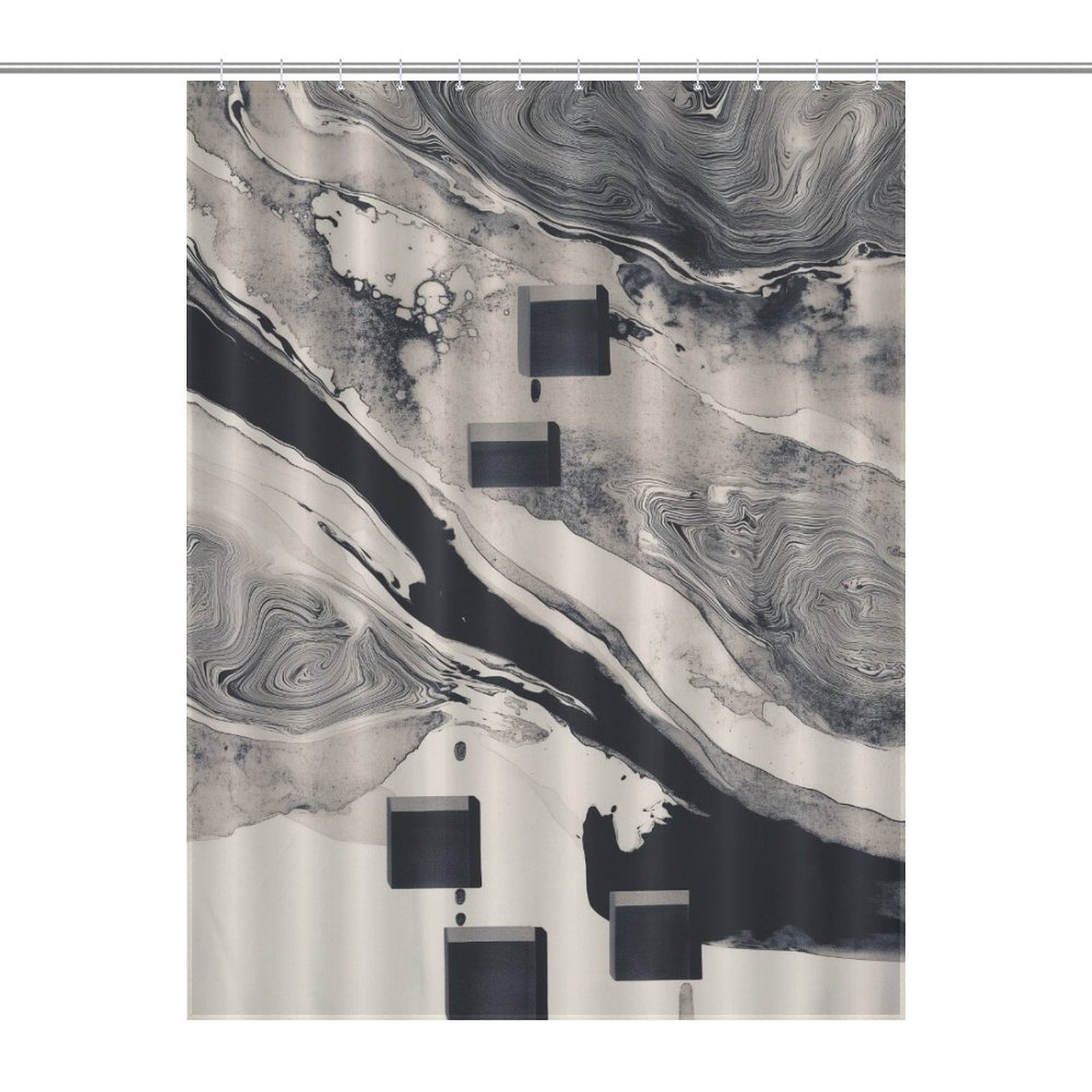Marble Texture Cloth Fabric Bathroom Decor Set with Hooks - Walmart.com