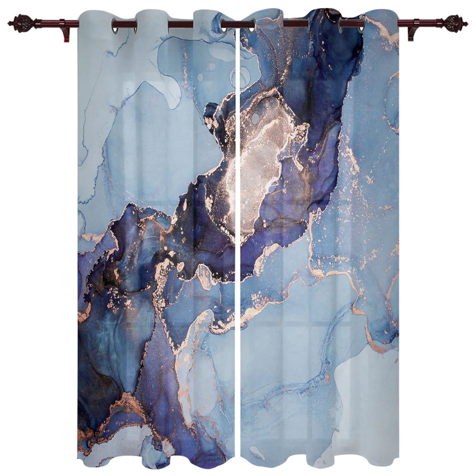 Marble Texture Curtains for Bedroom Kitchen Window Treatments Valance ...