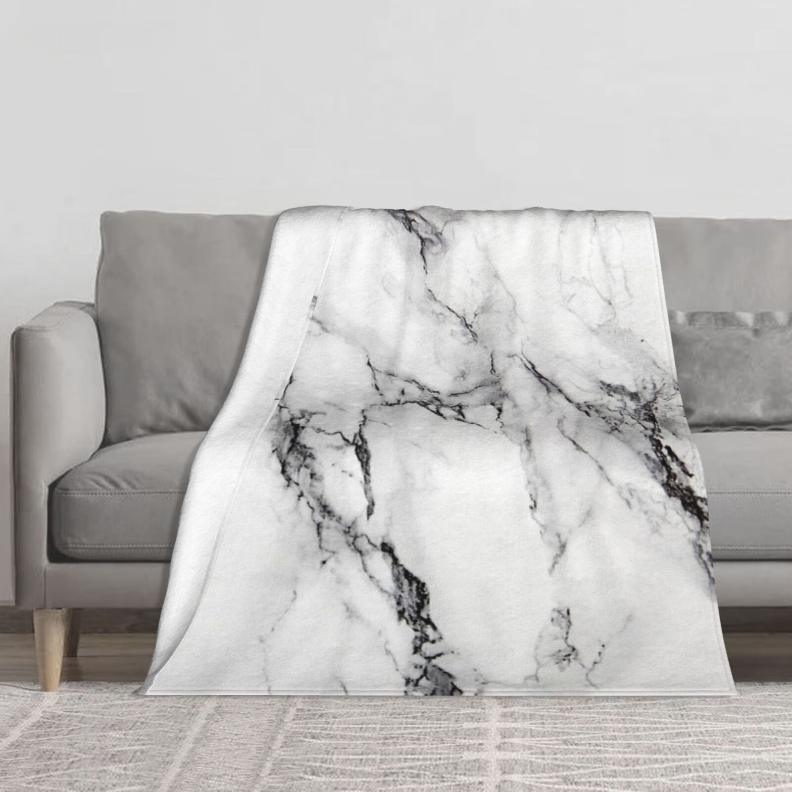Marble Texture Design Flannel Throw Blanket Lightweight Plush for Couch ...