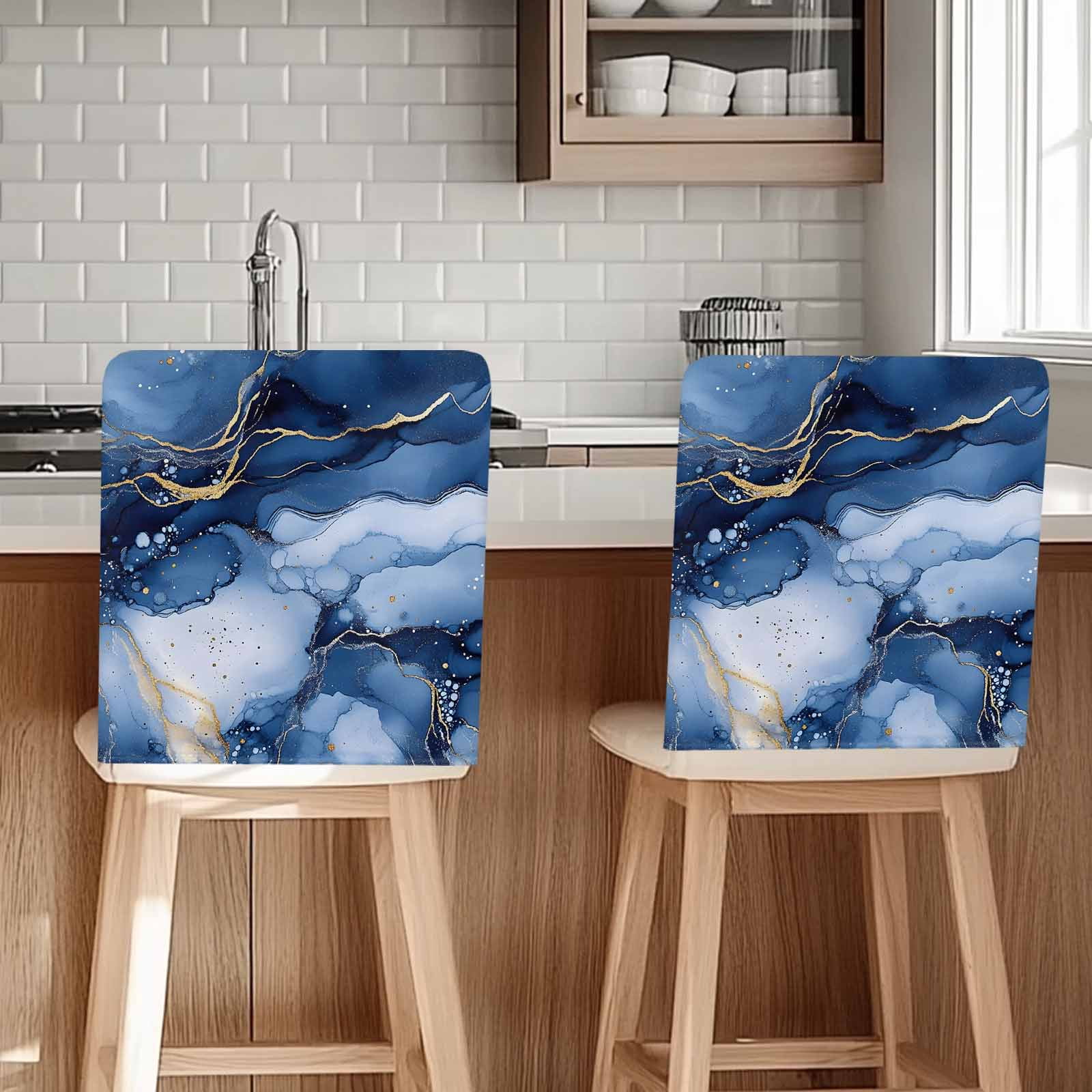 Marble Texture Gradient Chair Covers Set of 6 Blue Gold Gradient Chair ...