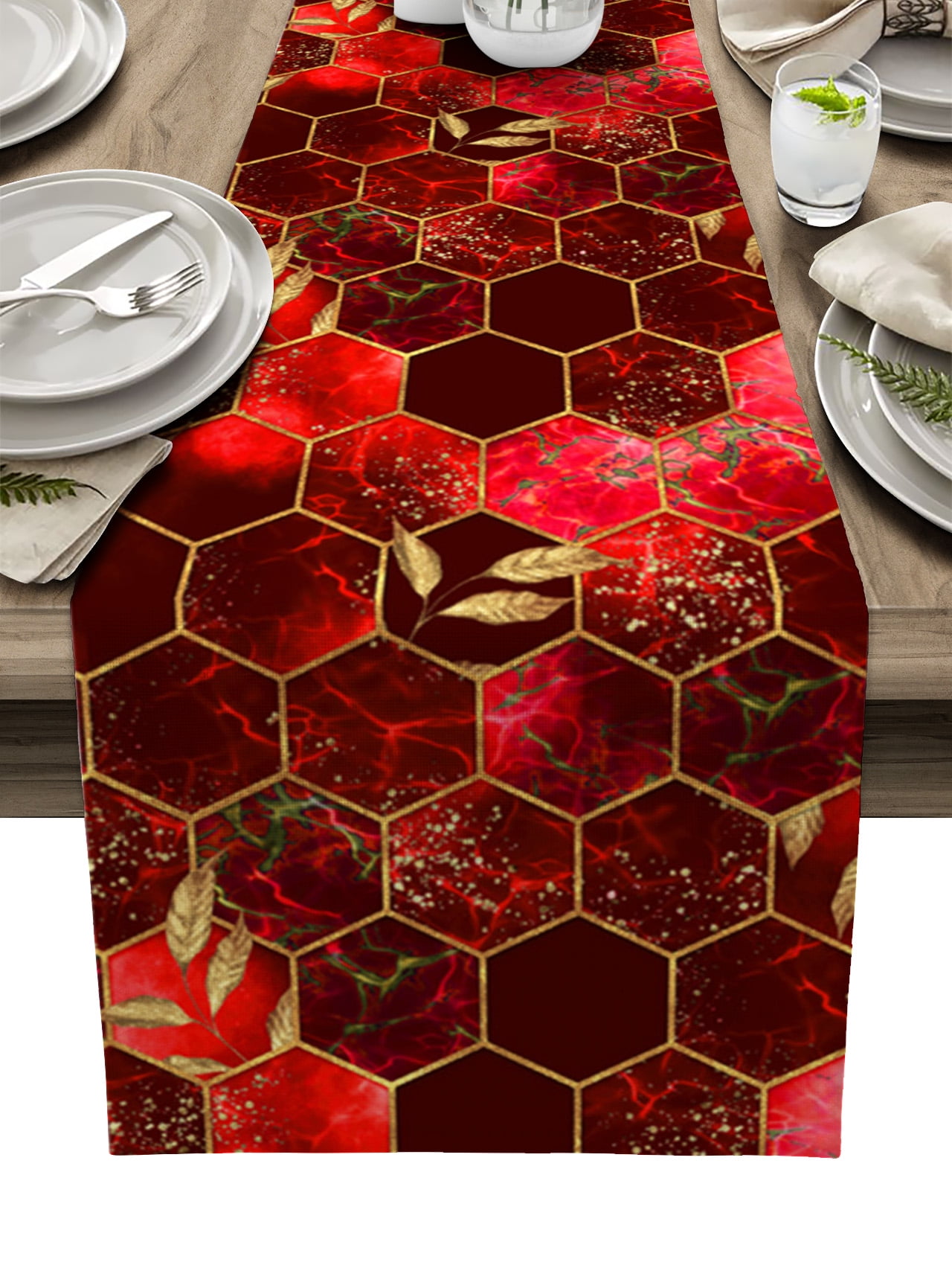 Marble Texture Gradient Purple Table Runner Home Wedding Table Flag Mat ...