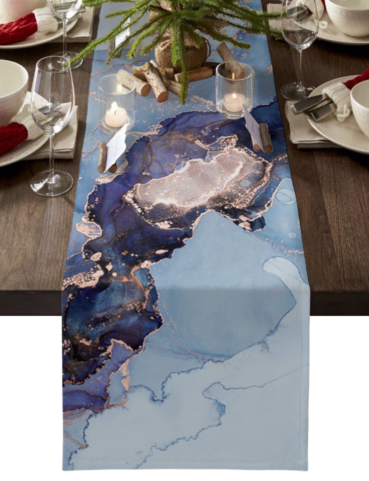 Marble Texture Gray Table Runner Home Wedding r Table Flag Mat Table ...