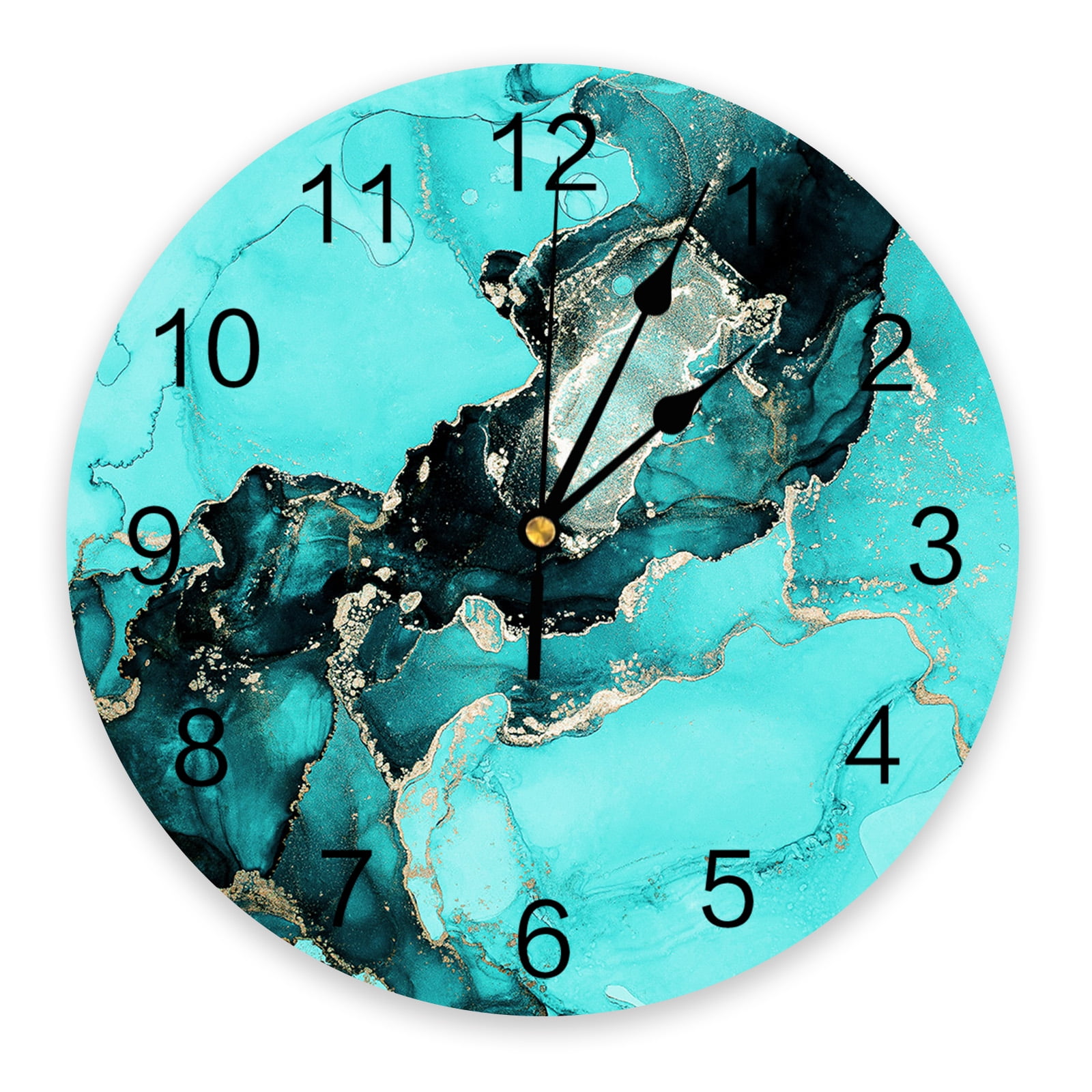 Marble Texture Green Design Wall Clocks Silent Home Cafe Office Wall r ...