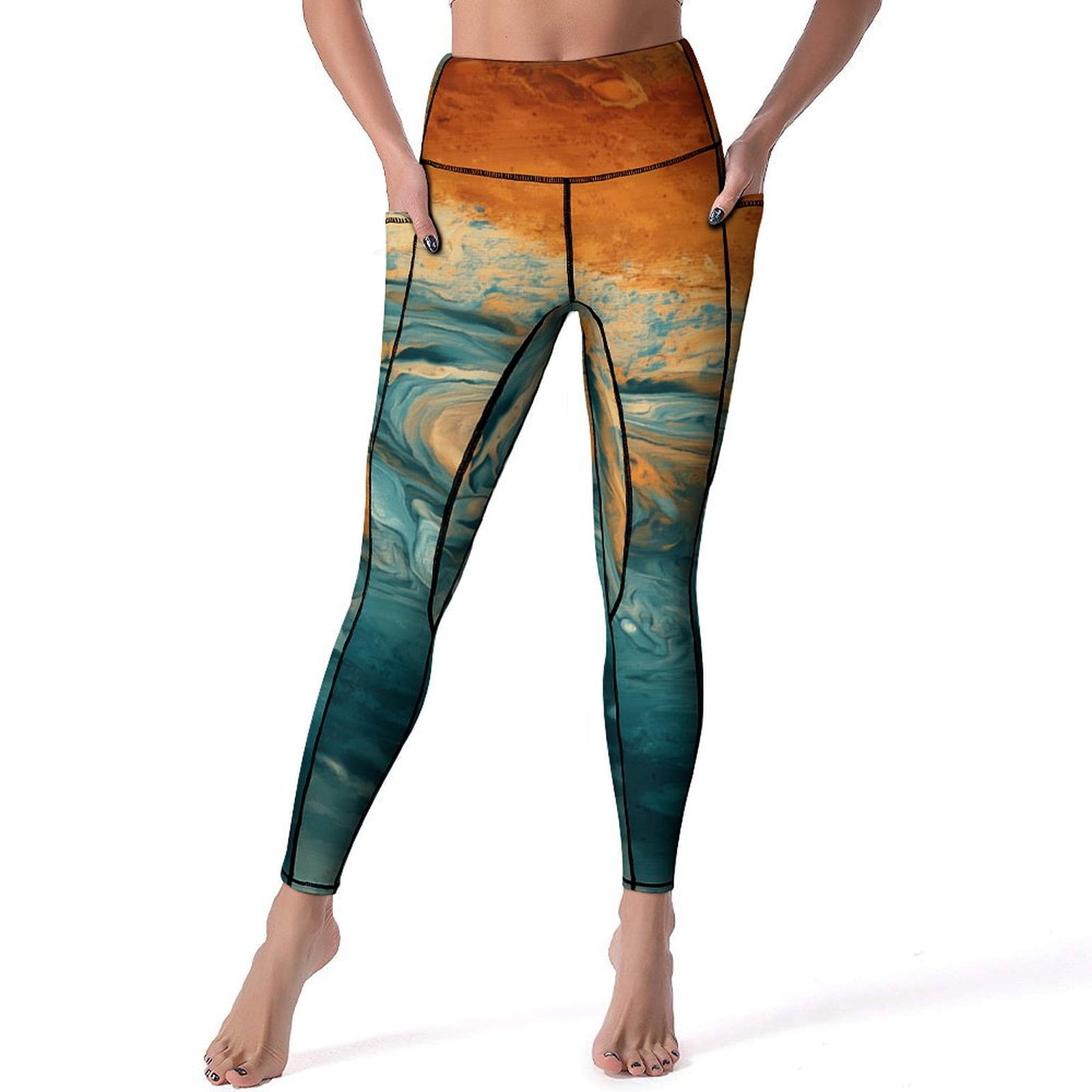 Marble Texture High Waisted Leggings for Women No See Through Tummy ...