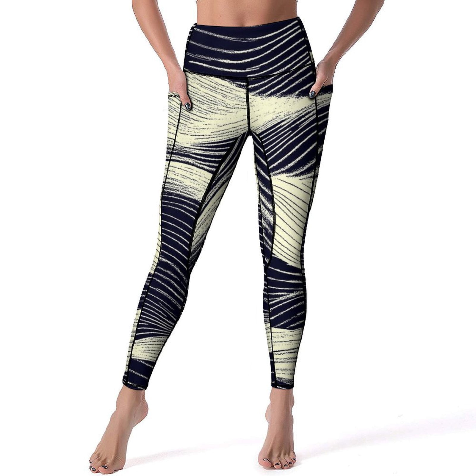 Marble Texture High Waisted Leggings for Women No See Through Tummy ...