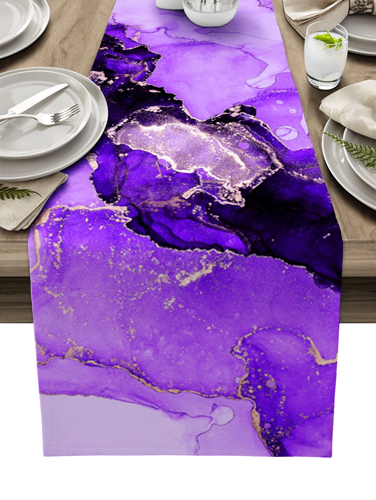 Marble Texture Ink Black And White Table Runner Modern Party Dining ...