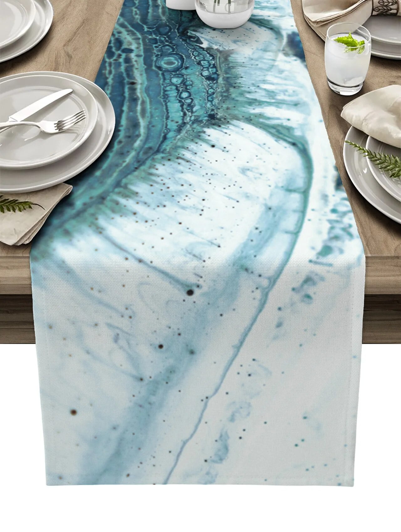 Marble Texture Ink Line Table Runner Wedding Table Decoration Dining ...
