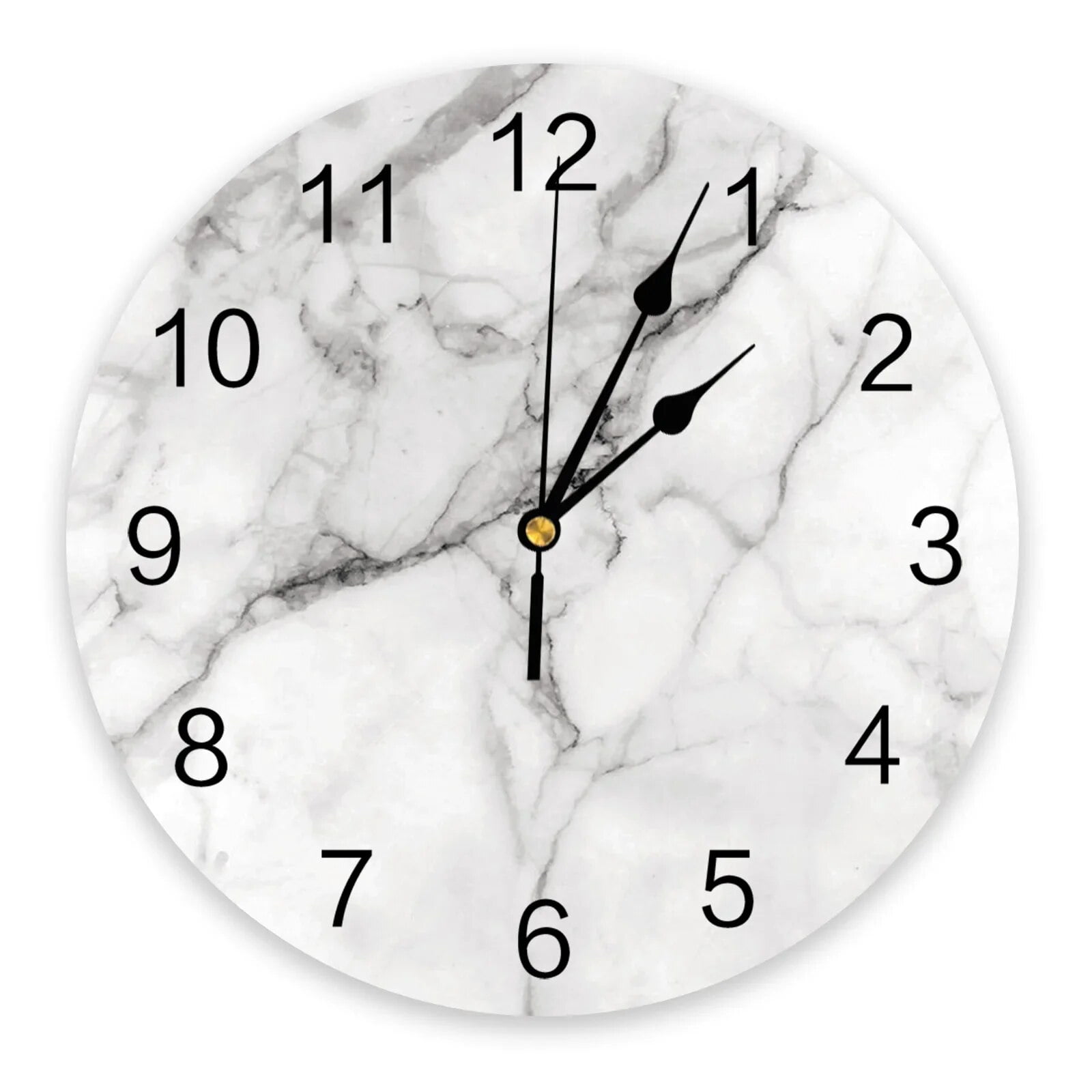 Marble Texture Ink Style Round Wall Clock for Home Decor Living Room ...