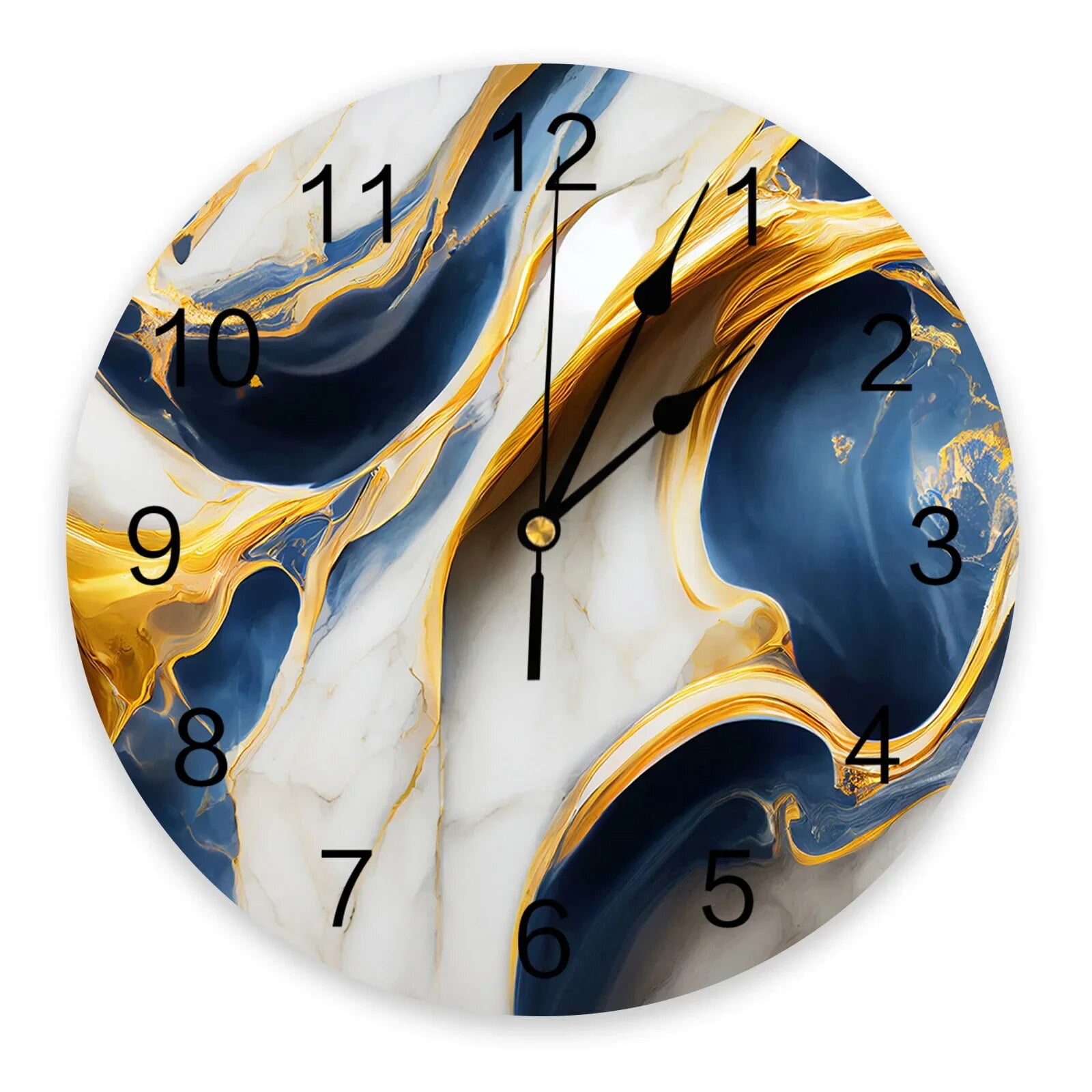 Marble Texture Ink Style Round Wall Clock for Home Decor Living Room ...