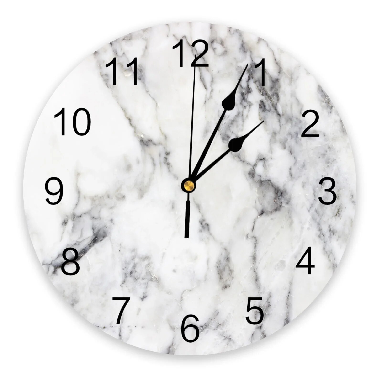 Marble Texture Ink Style Round Wall Clock for Home Decor Living Room ...