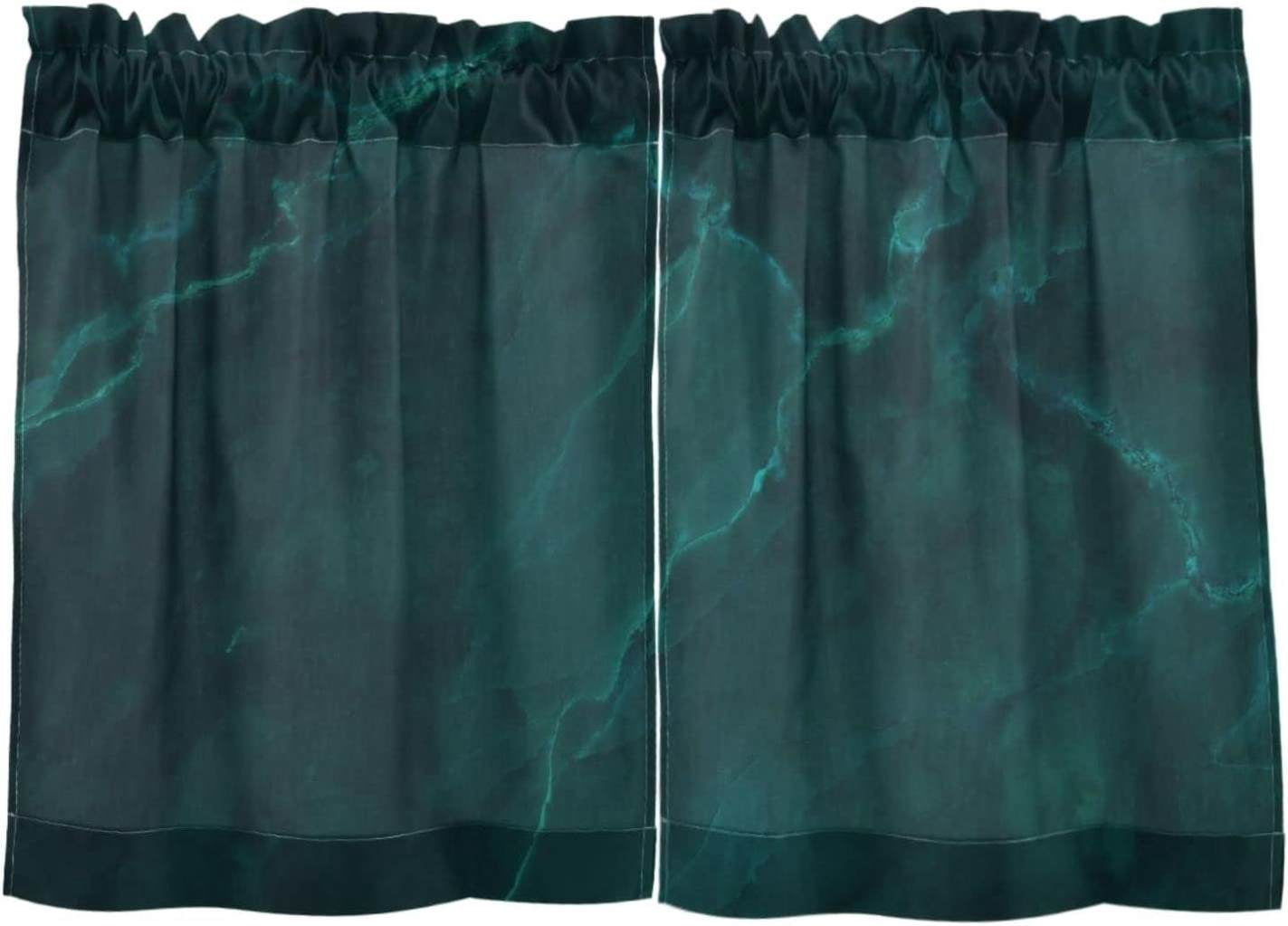 Marble Texture Kitchen Curtains 2 Panels UV Protected Tier Curtains ...