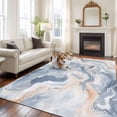 Marble Texture Large Area Rugs 5x8 ft Elegant Gray Blue Tone Vortex ...