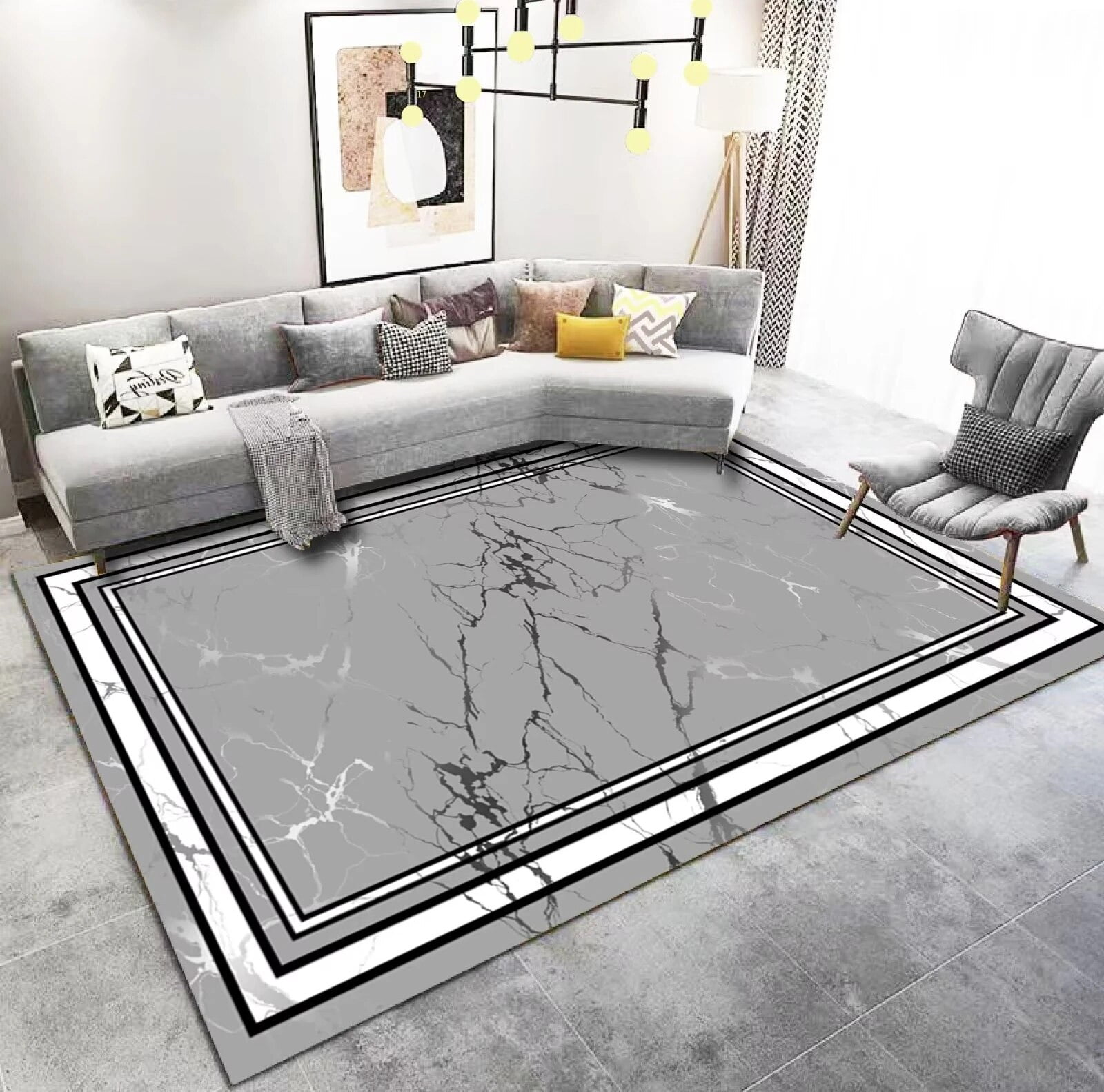 Marble Texture Living Room Carpets Luxury Home Decor Large Rug Sofa ...
