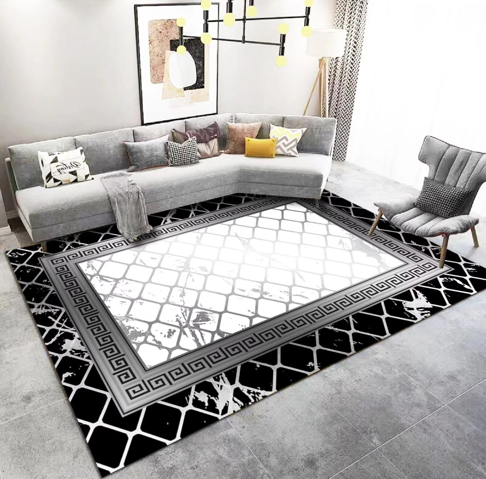 Marble Texture Living Room Carpets Luxury Home Decor Large Rug Sofa ...