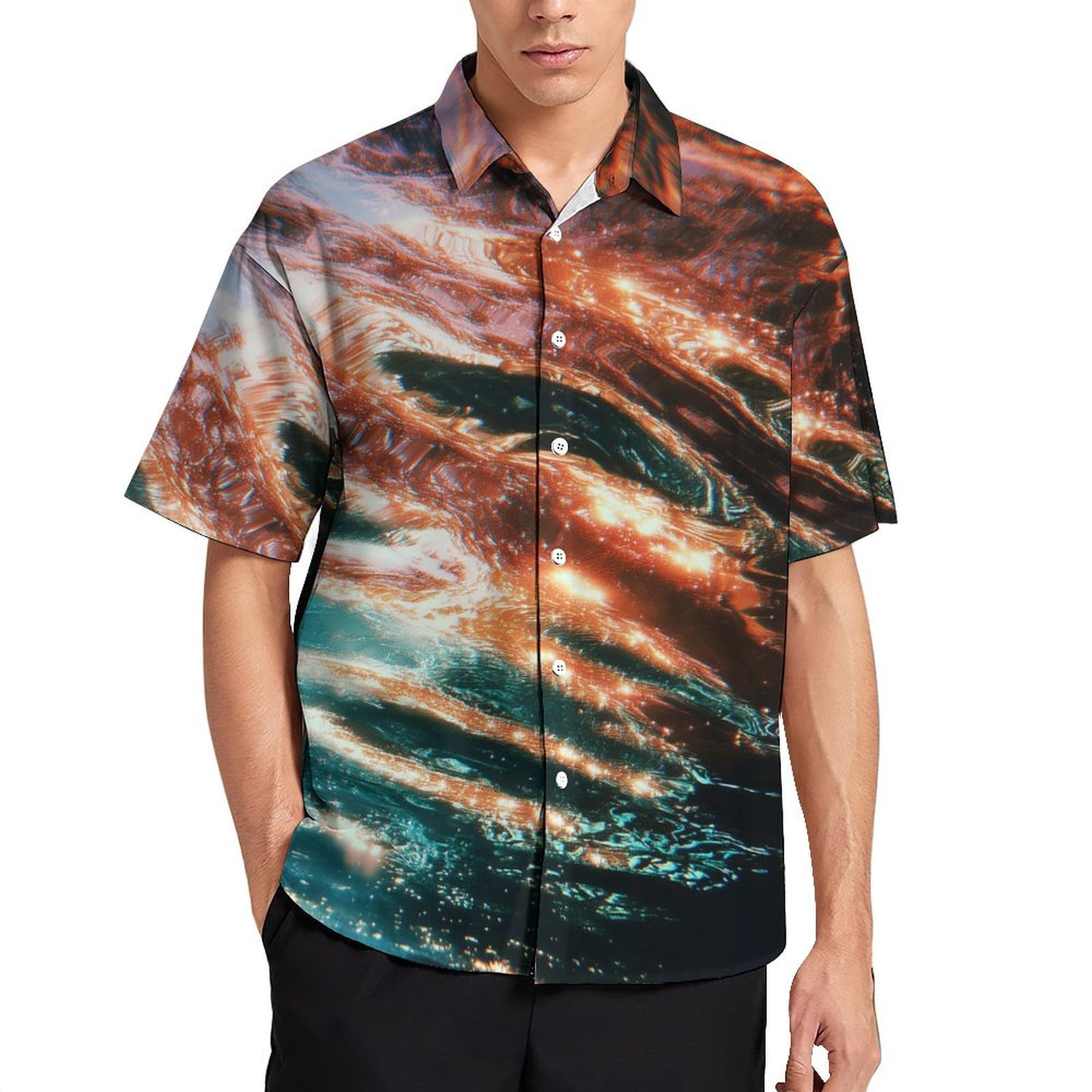 Marble Texture Men's Shirt Short Sleeves Printed Button Down Summer ...