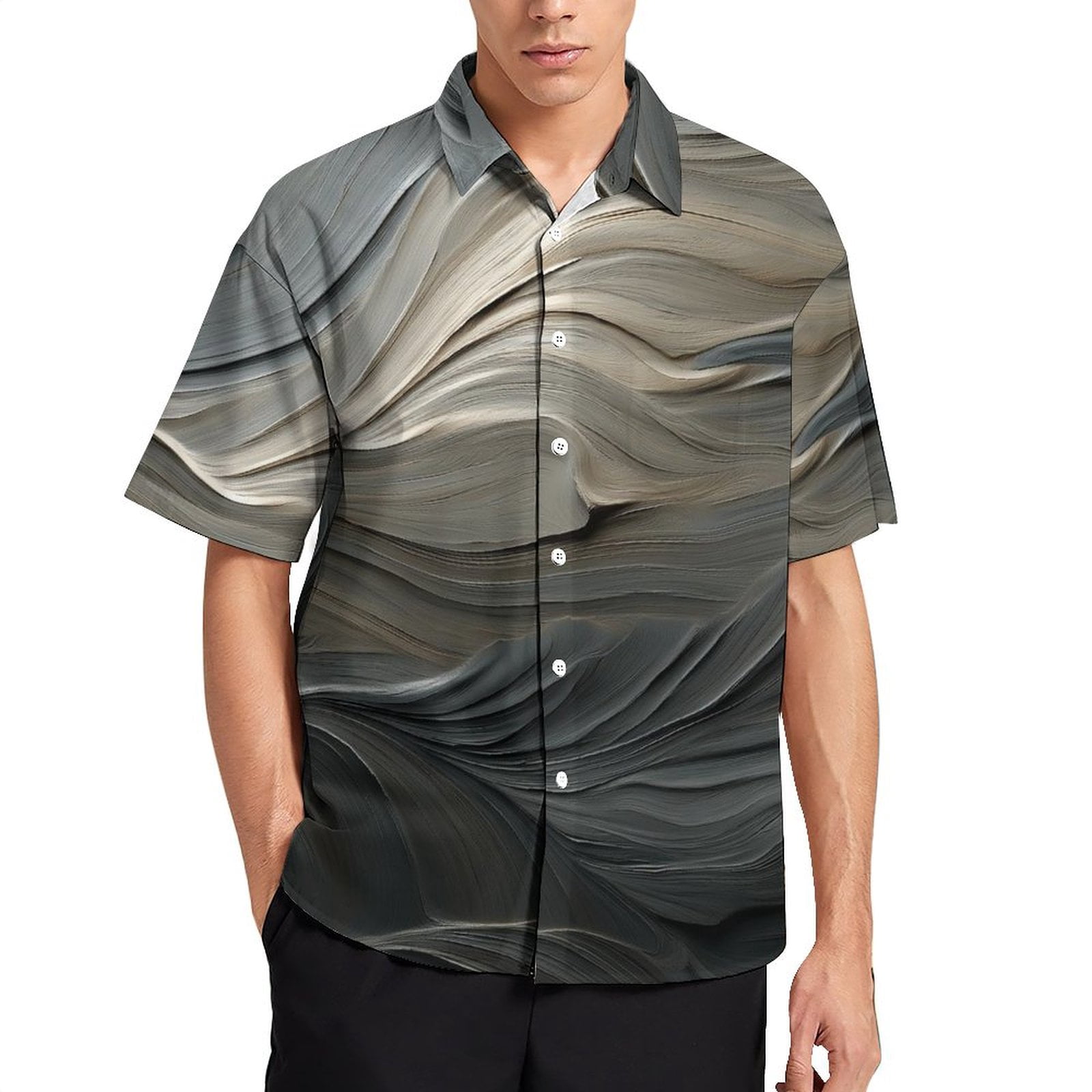 Marble Texture Men's Shirt Short Sleeves Printed Button Down Summer ...