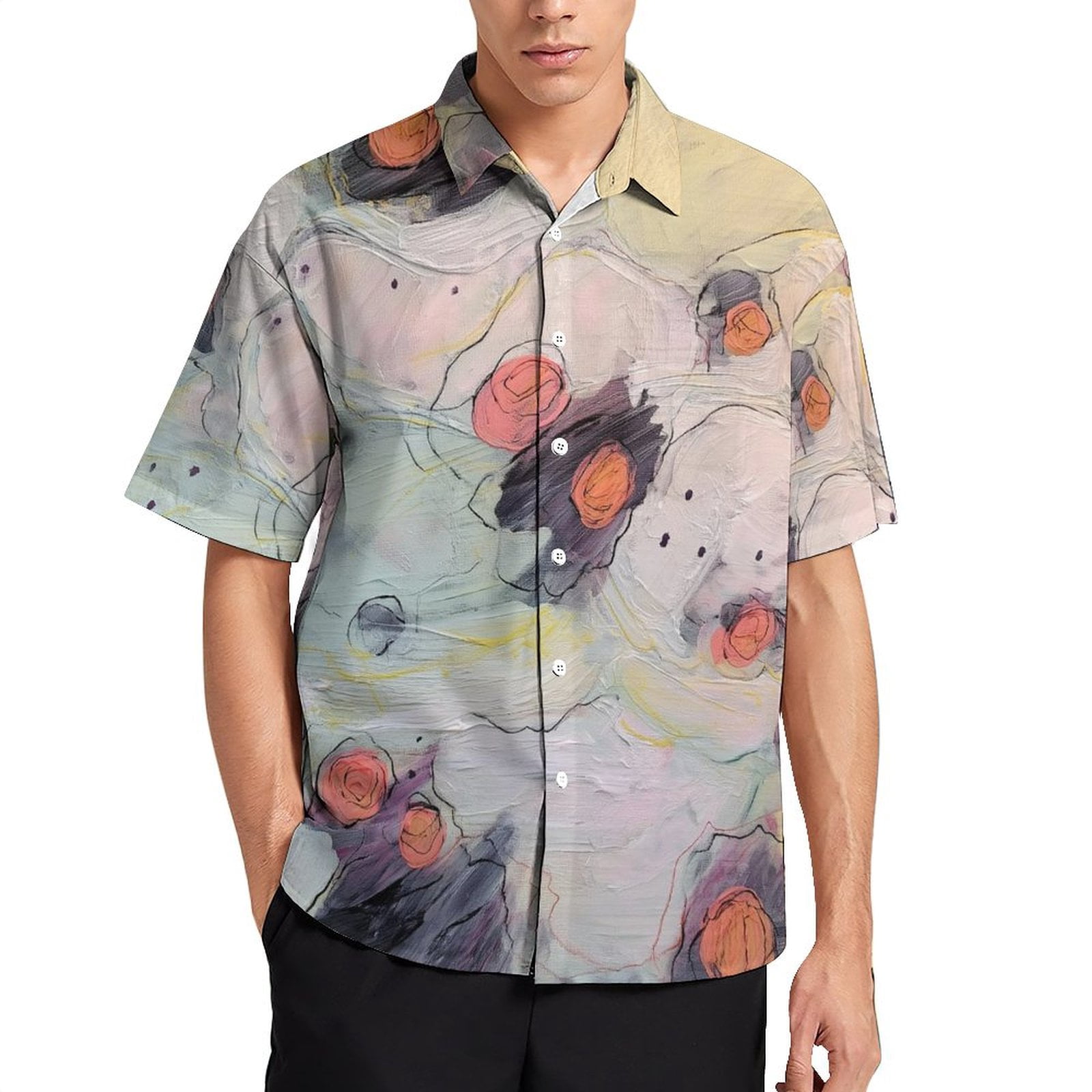 Marble Texture Men's Shirts Short Sleeve Casual Shirts Button Down ...