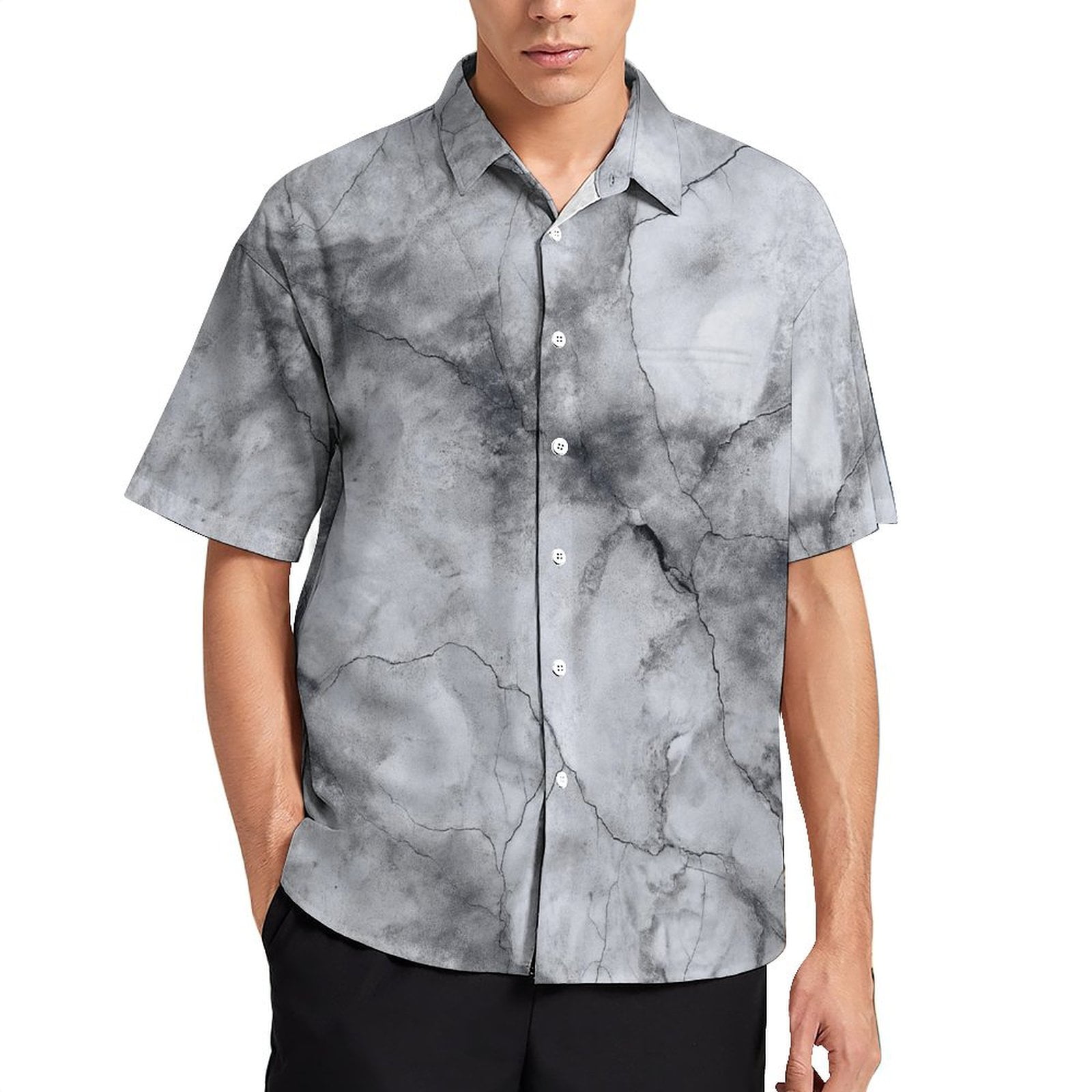 Marble Texture Men's Shirts Short Sleeve Casual Shirts Button Down ...