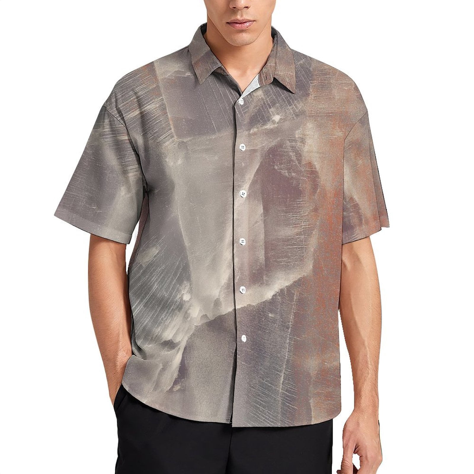 Marble Texture Men's Shirts Short Sleeve Casual Shirts Button Down ...
