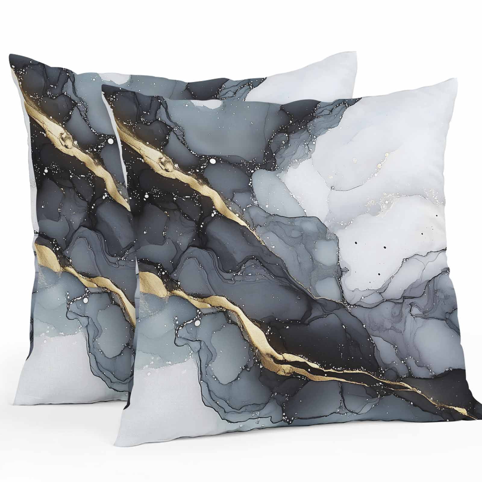Marble Texture Outdoor Pillow Covers Pack of 2 Gray Marble Abstract Art ...