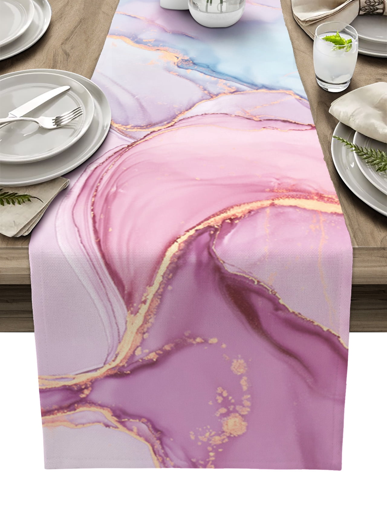 Marble Texture Pink Table Runner Home Wedding r Table Flag Mat Table ...