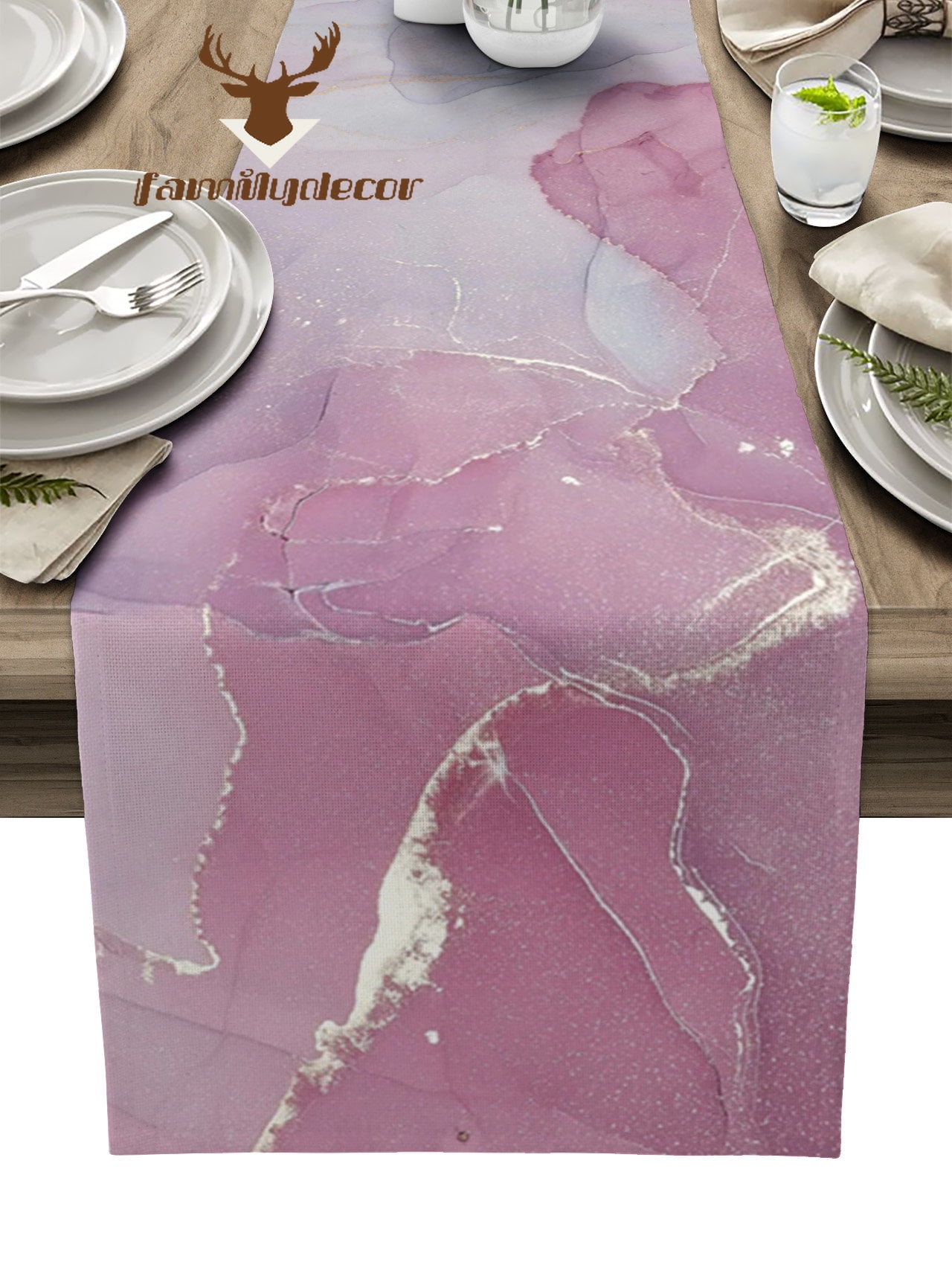 Marble Texture Pink Table Runner Home Wedding r Table Flag Mat Table ...