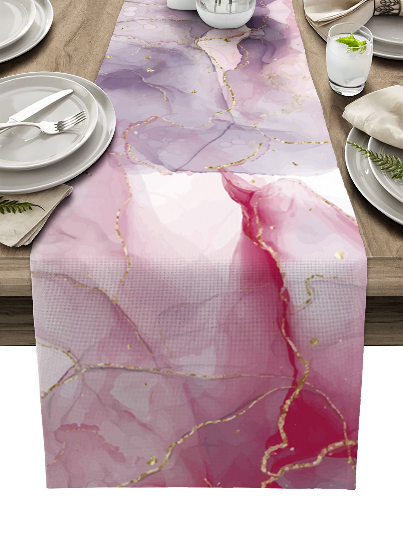 Marble Texture Pink Table Runner Home Wedding r Table Flag Mat Table ...