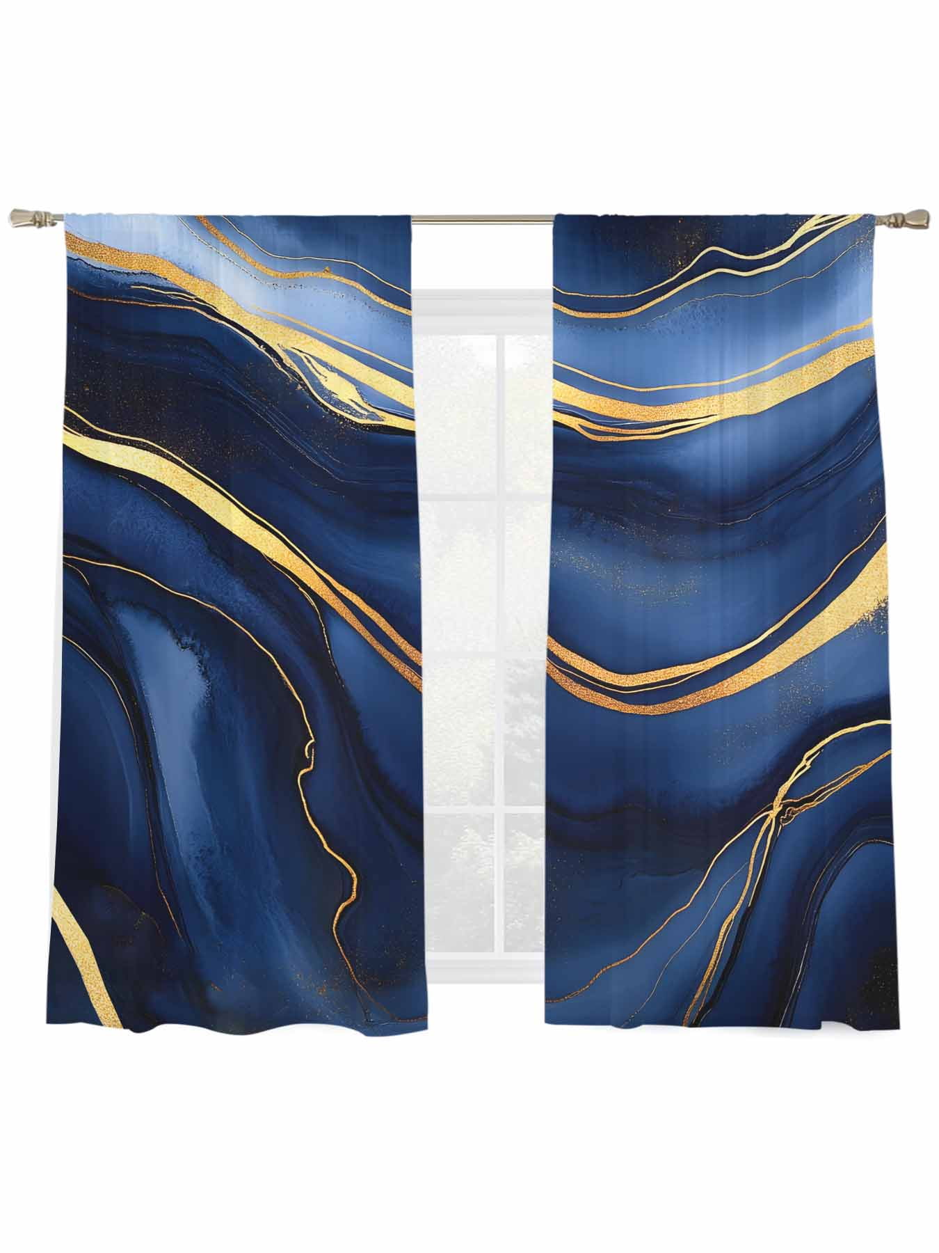 Marble Texture Sheer Curtains for Living Room Bedroom, Light-filtering ...