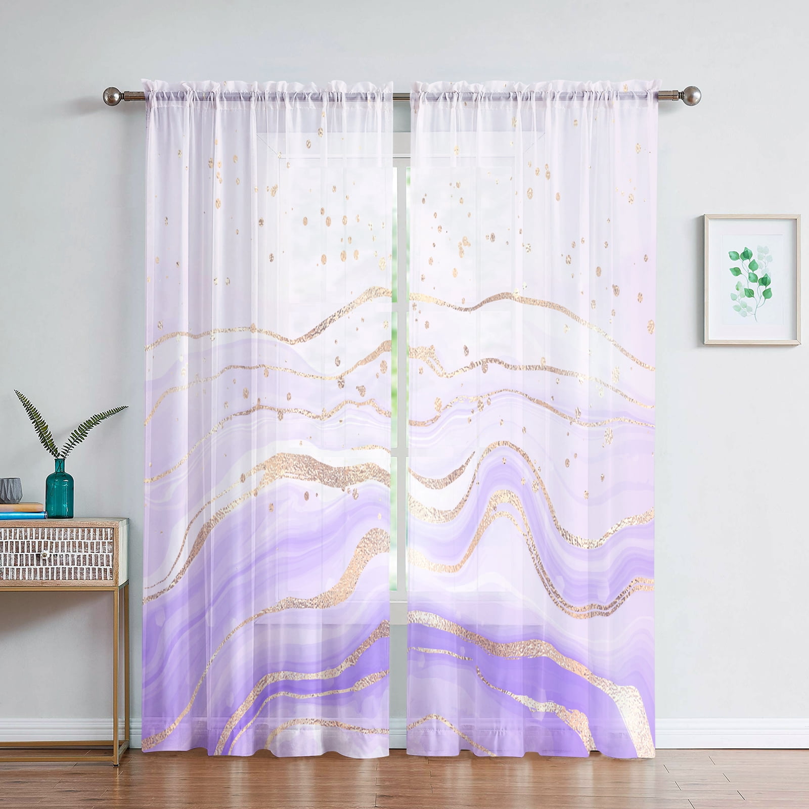 Marble Texture Simple Gradient Tulle Curtains for Living Room Bedroom ...