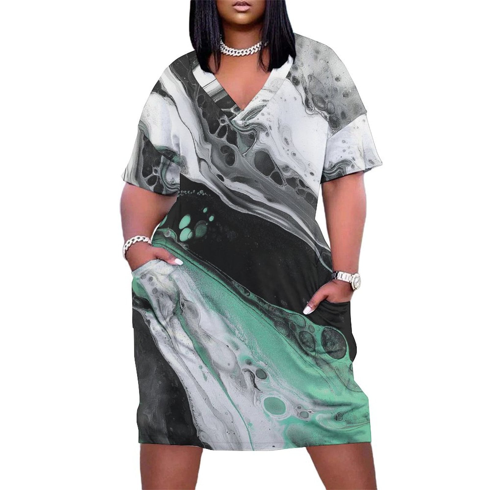 Marble Texture Summer Dresses for Women Beach Boho - Walmart.com