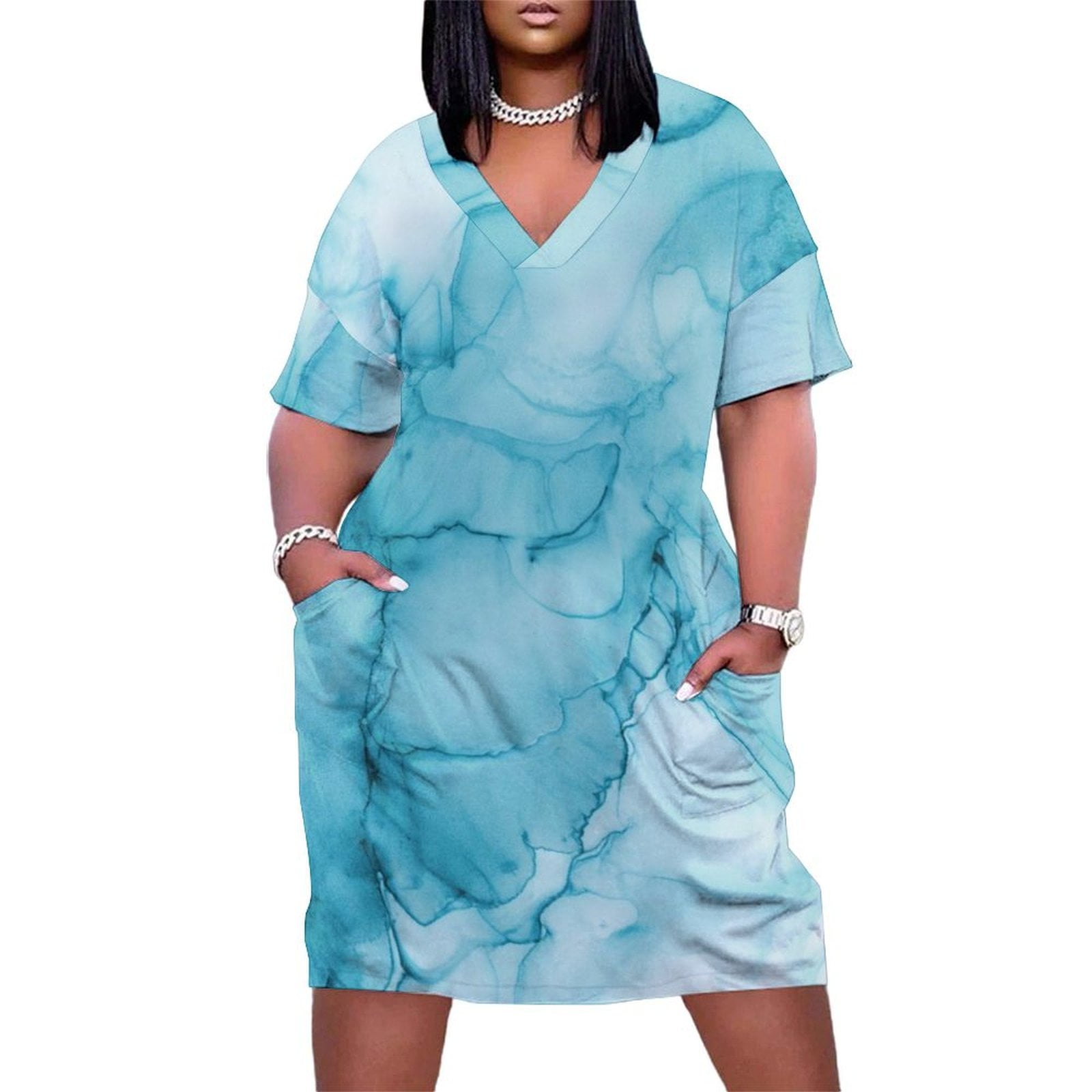 Marble Texture Summer Dresses for Women Beach Boho - Walmart.com