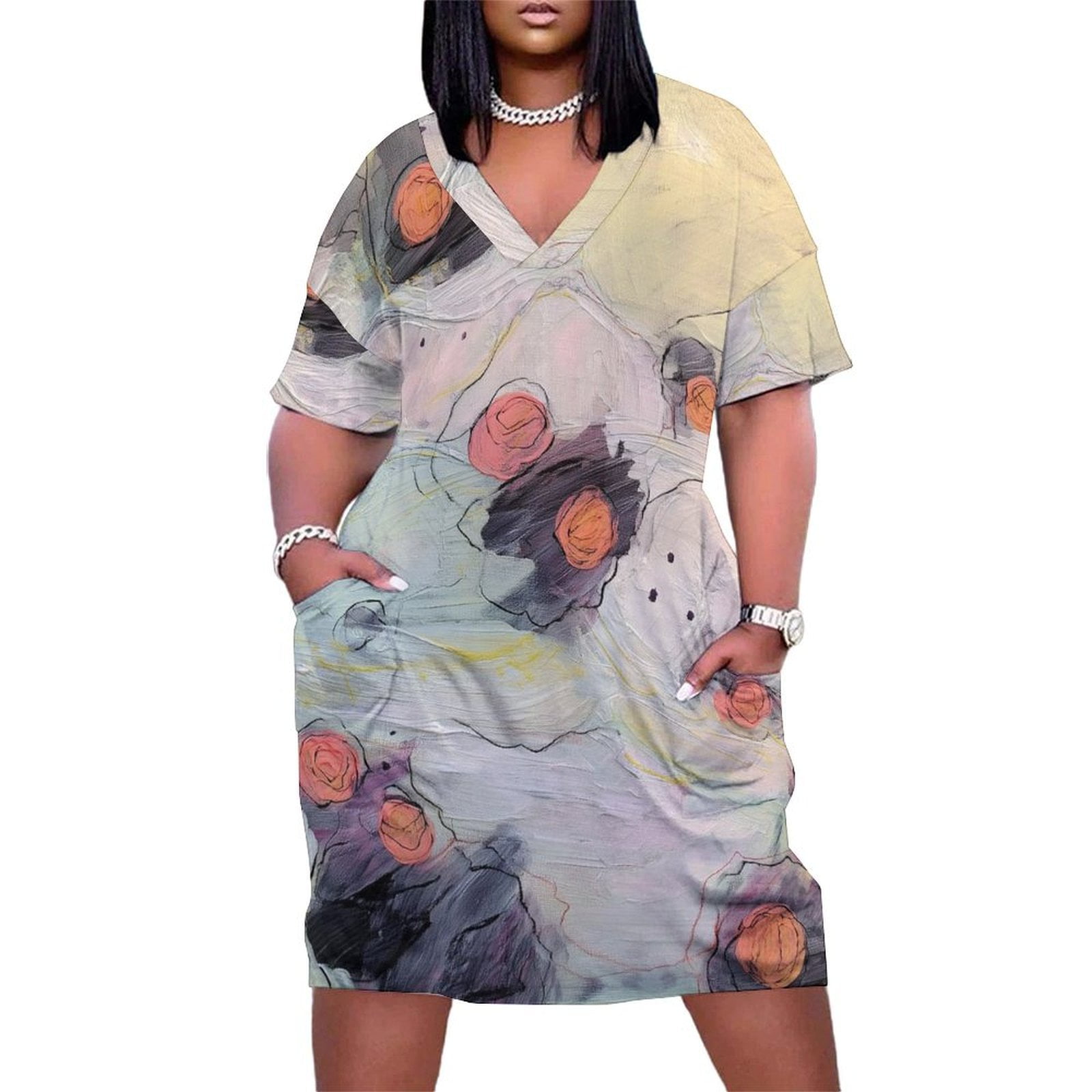 Marble Texture Summer Dresses for Women Beach Boho - Walmart.com