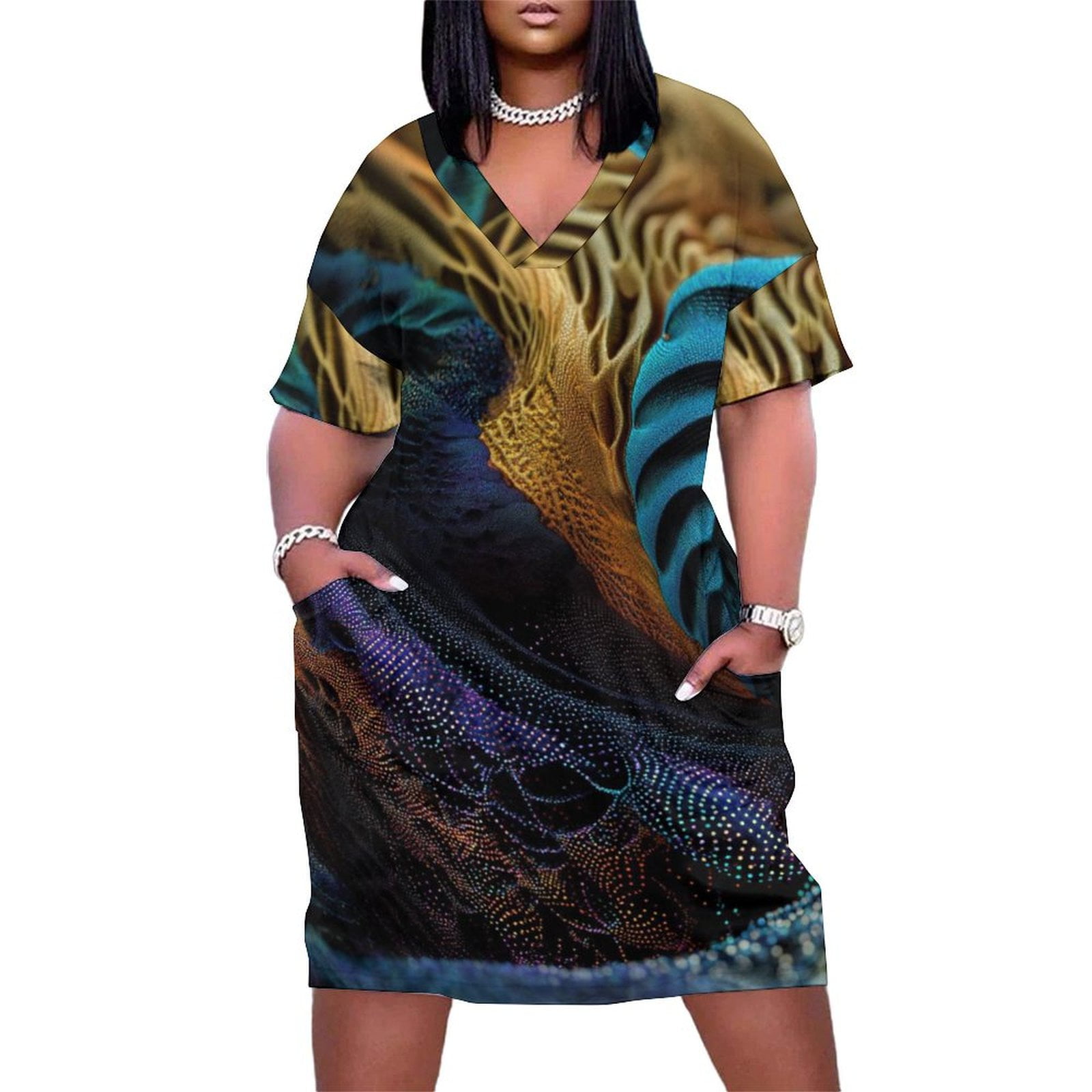 Marble Texture Summer Dresses for Women Beach Boho - Walmart.com