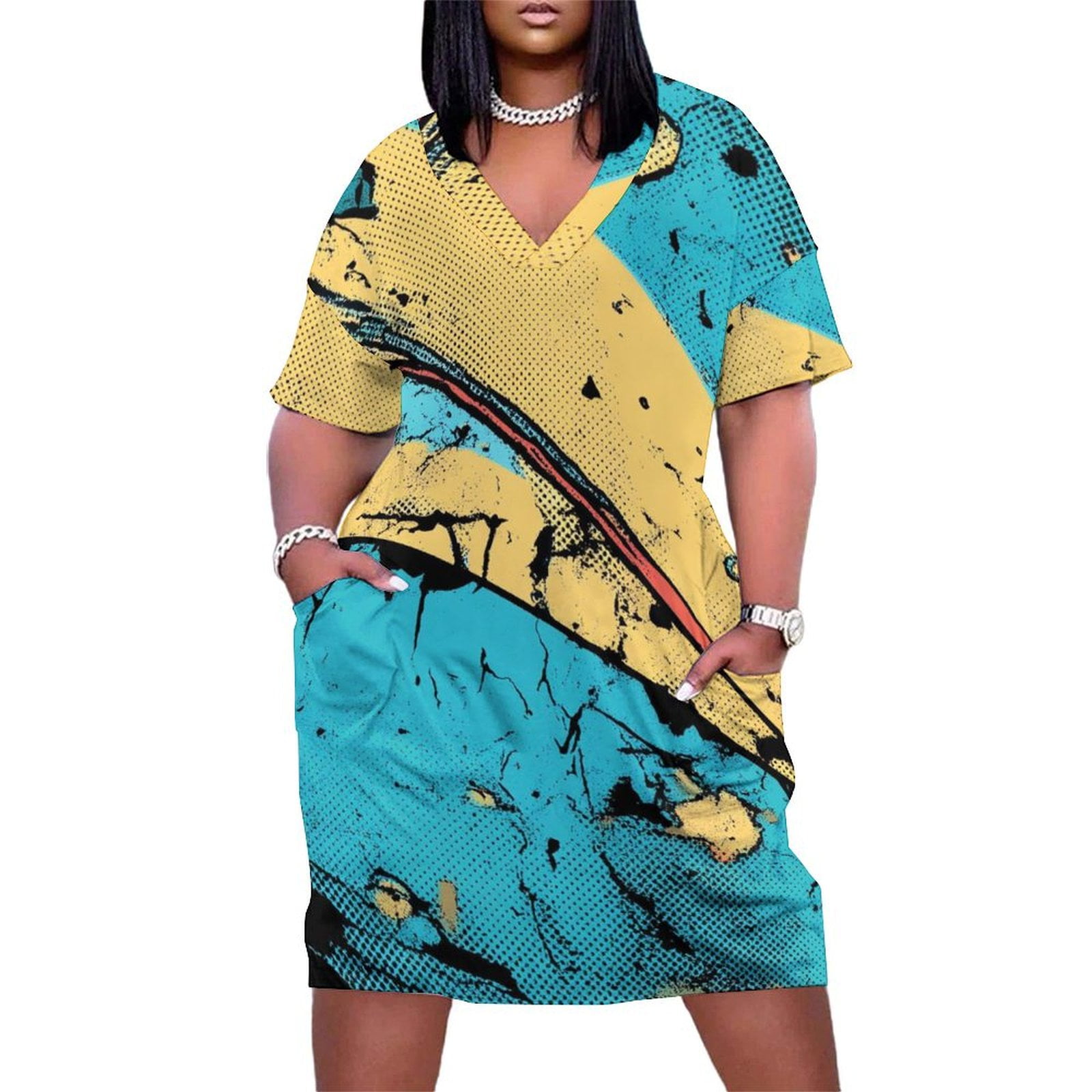 Marble Texture Summer Dresses for Women Beach Boho - Walmart.com