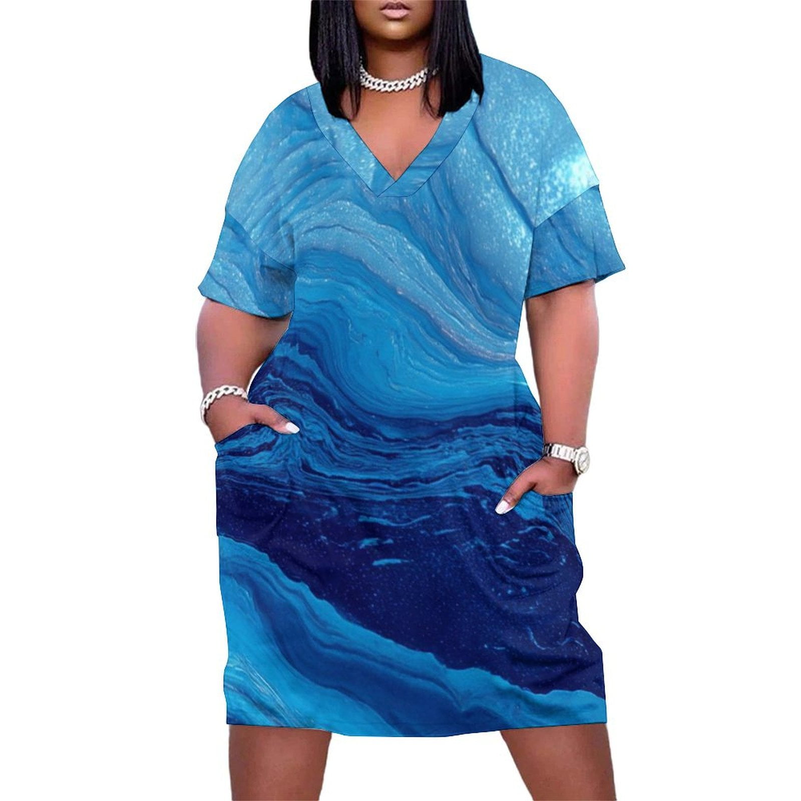 Marble Texture Summer Dresses for Women Beach Boho - Walmart.com