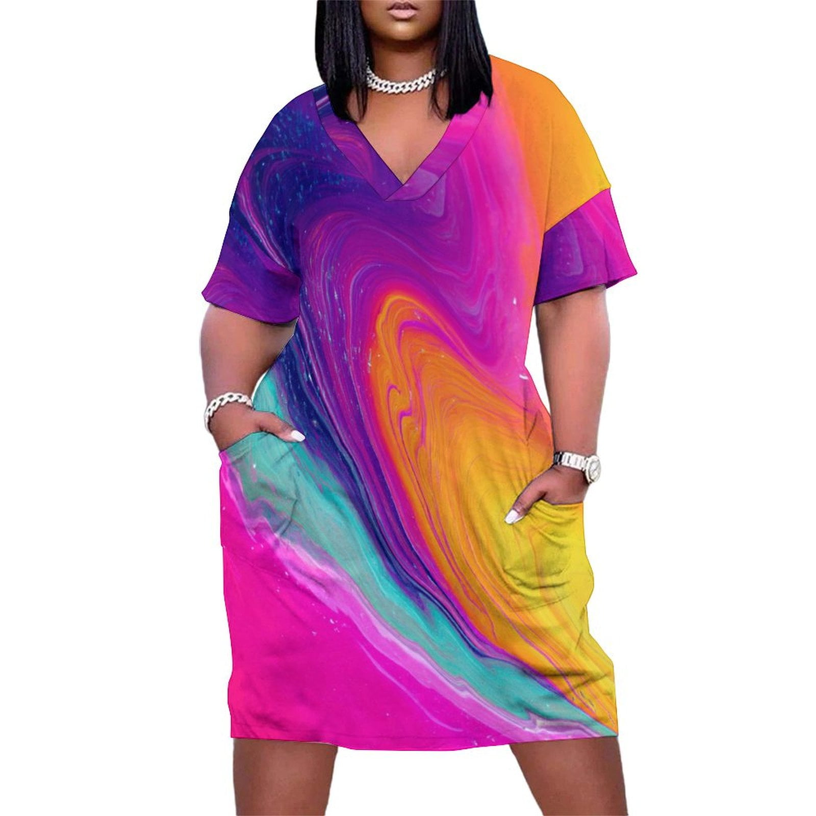 Marble Texture Summer Dresses for Women Beach Boho - Walmart.com